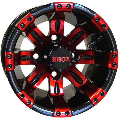 10"x7" RHOX Vegas Black w/ Red Golf Cart Wheel