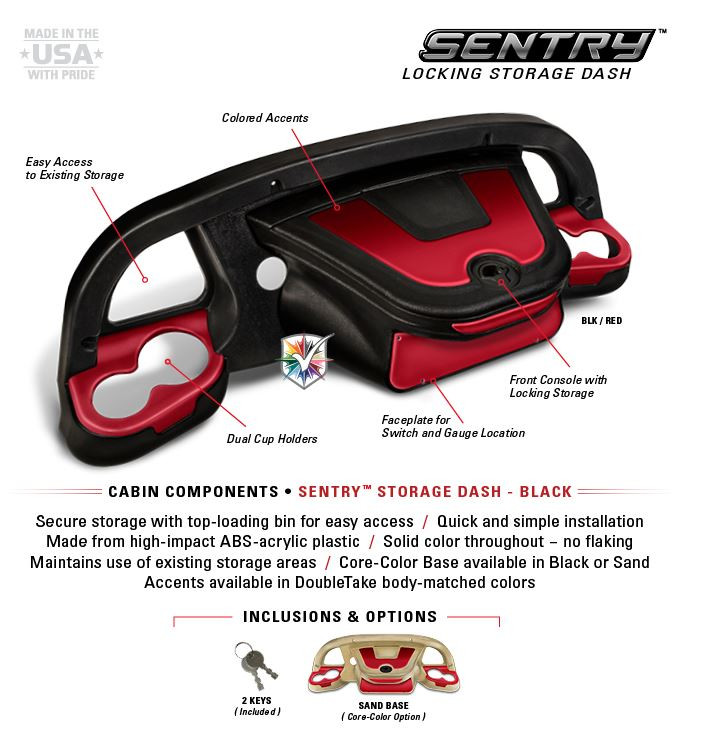 Double Take Sentry Locking Storage Dash - Black Base - Choose Color