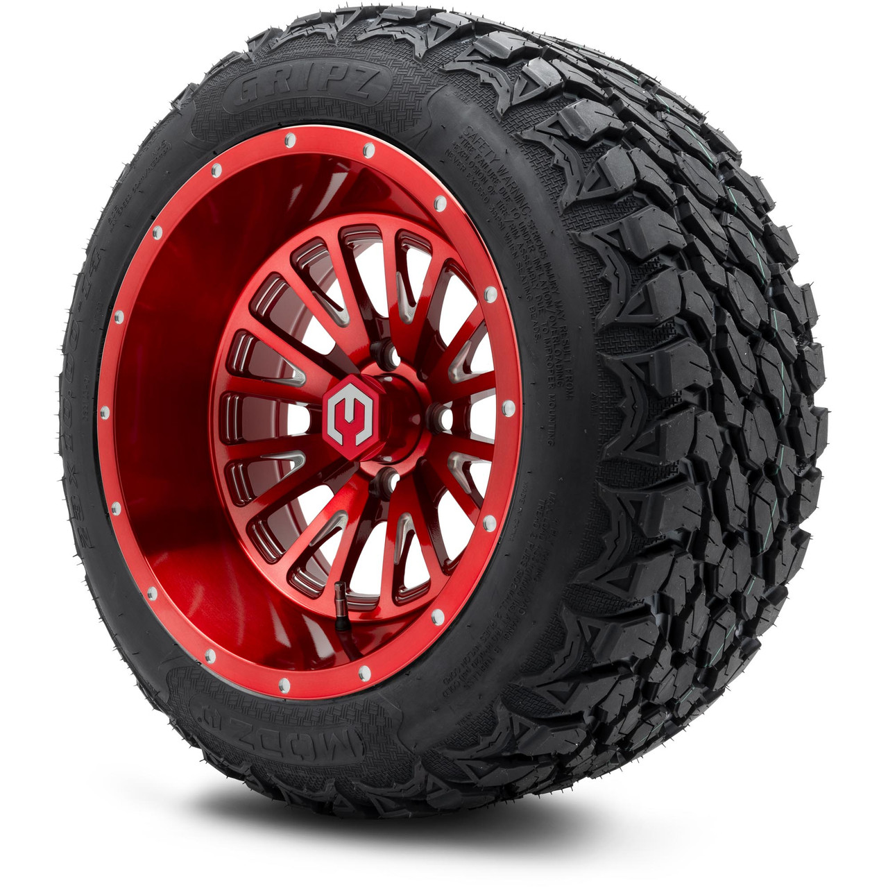 MODZ® 14x10" Assassin Brushed Red with Ball Mill - Lifted Tires and ...