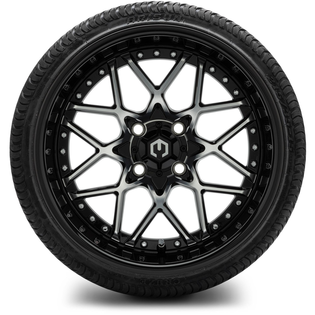 MODZ 15" Formula Machined Black - Low Profile Tires and Wheels Combo