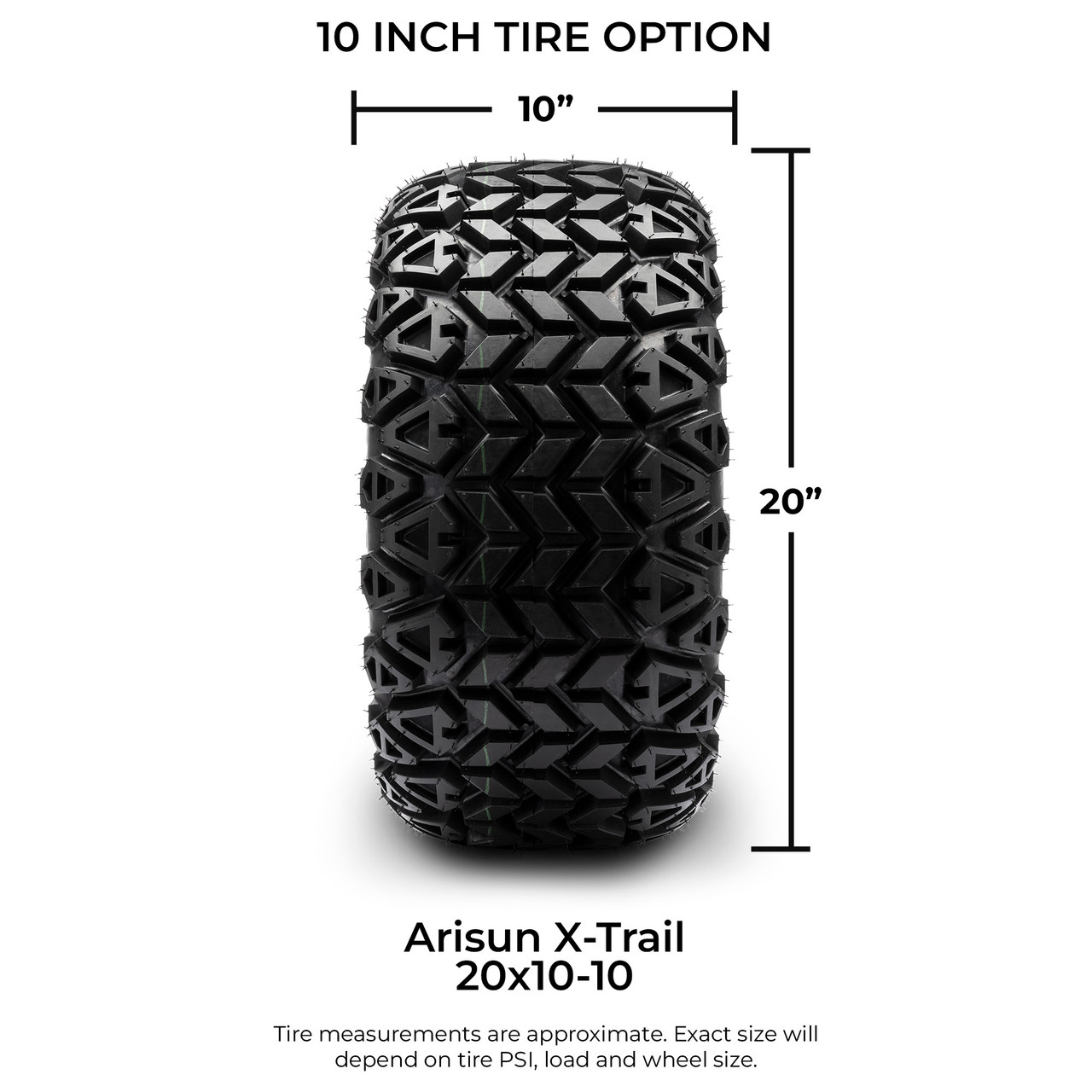 Arisun 20/10-10 DOT All-Terrain Tire for EZGO, Club Car, Yamaha Golf Carts