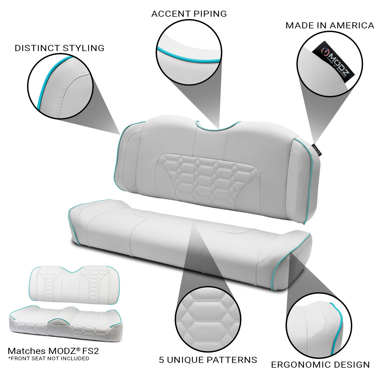 MODZ® RSC2 Custom Back Seat - White Base - Choose Pattern and Accent Colors