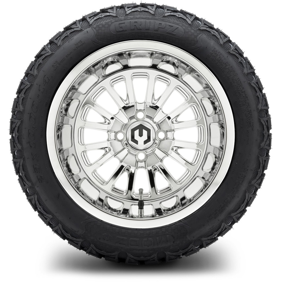MODZ® 14x10" Assassin Chrome - Lifted Tires and Wheels Combo