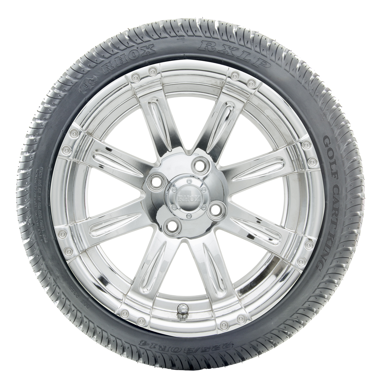 RHOX 14" Vegas Chrome 14x6 Wheels with Street Low Profile Tire Options ...