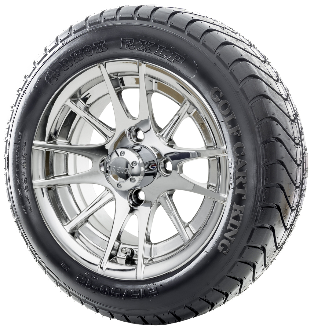 RHOX 12" RX107 Chrome Wheels with Street Low Profile Tire Options Combo ...