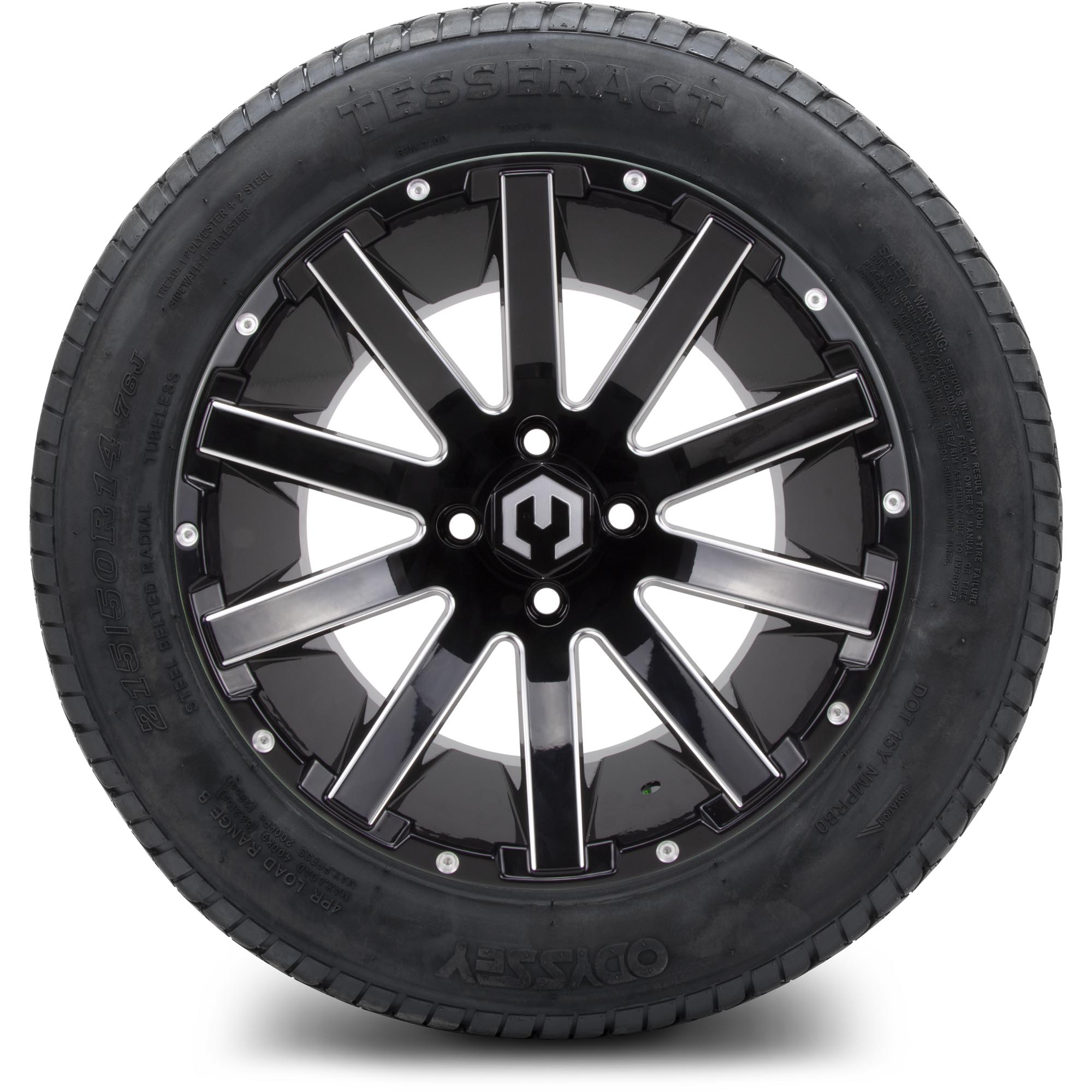 MODZ® 14" Mauler Glossy Black Ball Mill - Lifted Tires and Wheels Combo