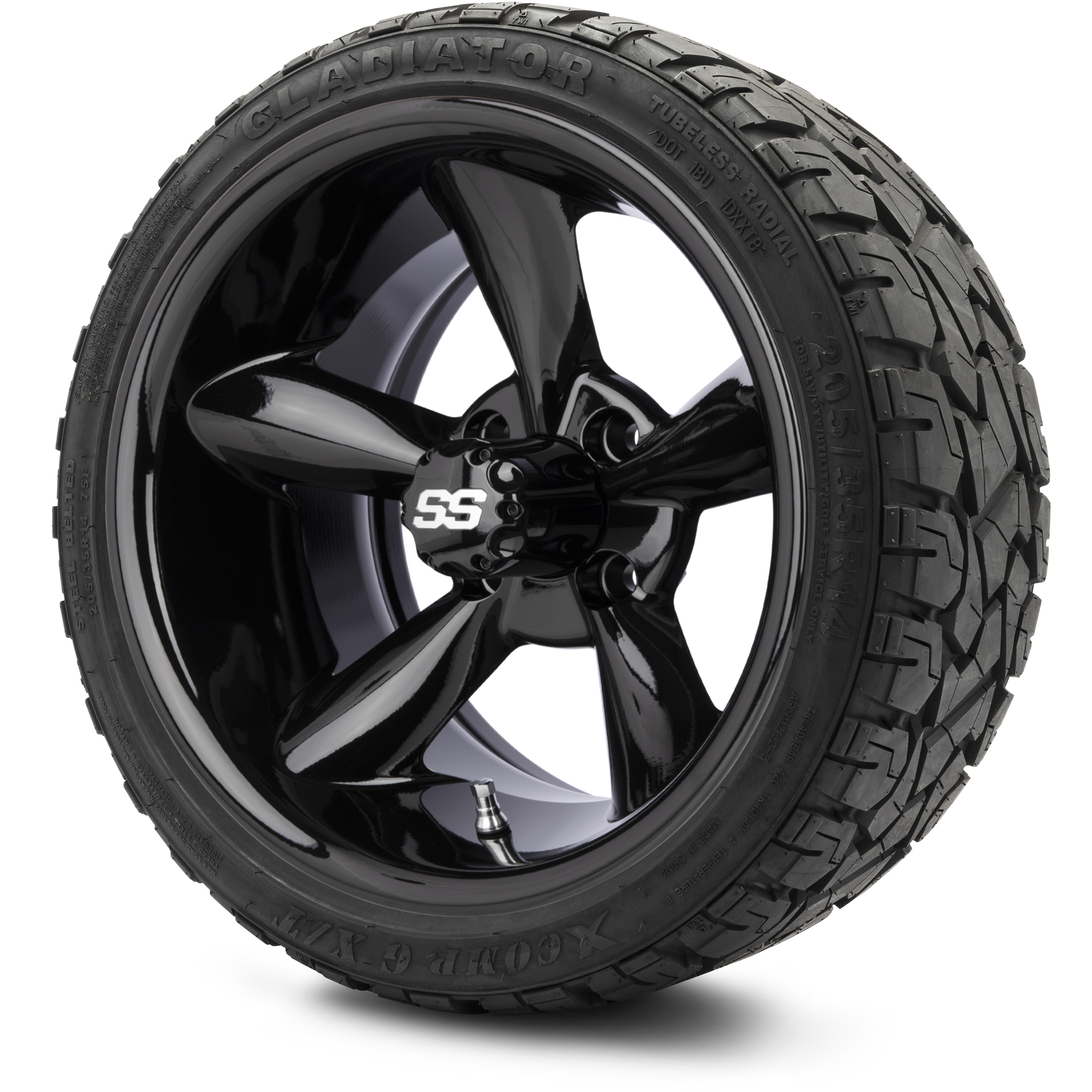 MODZ® 14" Godfather Glossy Black - LowPro Street Tire and Wheels Combo