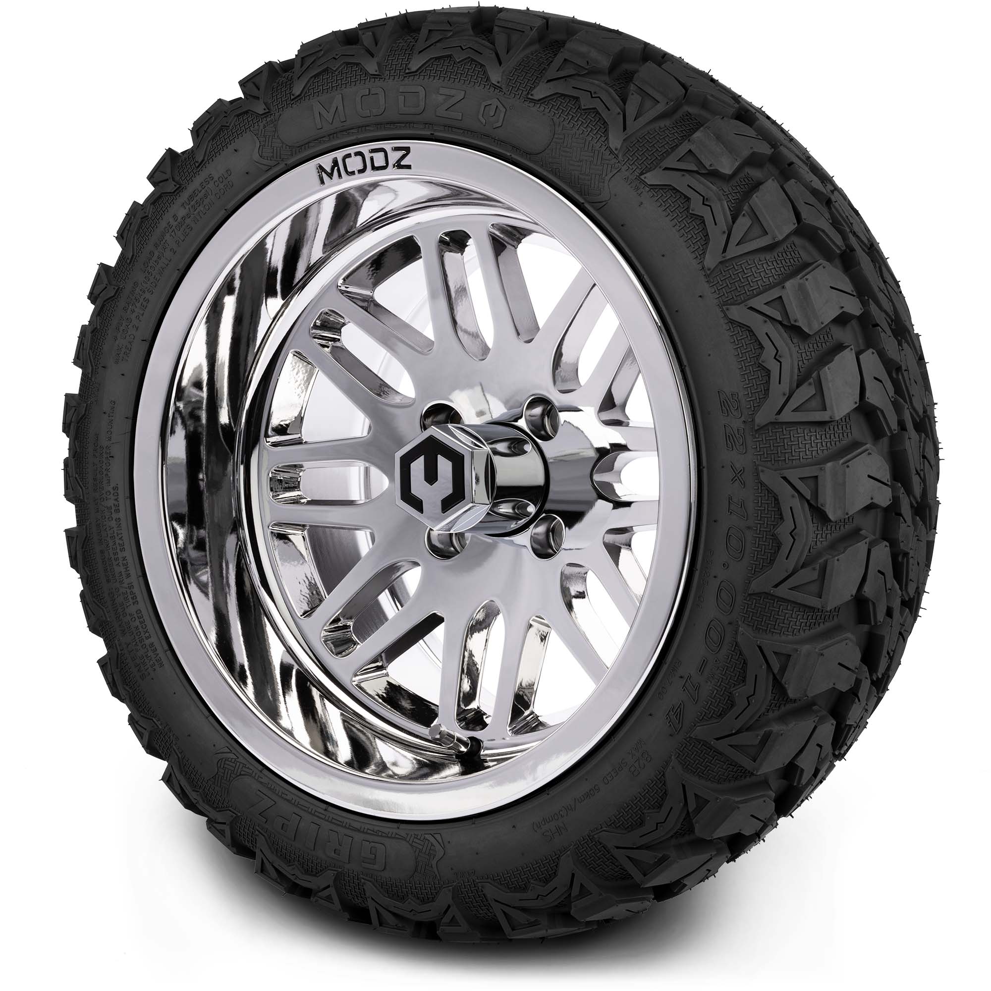MODZ® 14" Mayhem Chrome - Lifted Tires and Wheels Combo