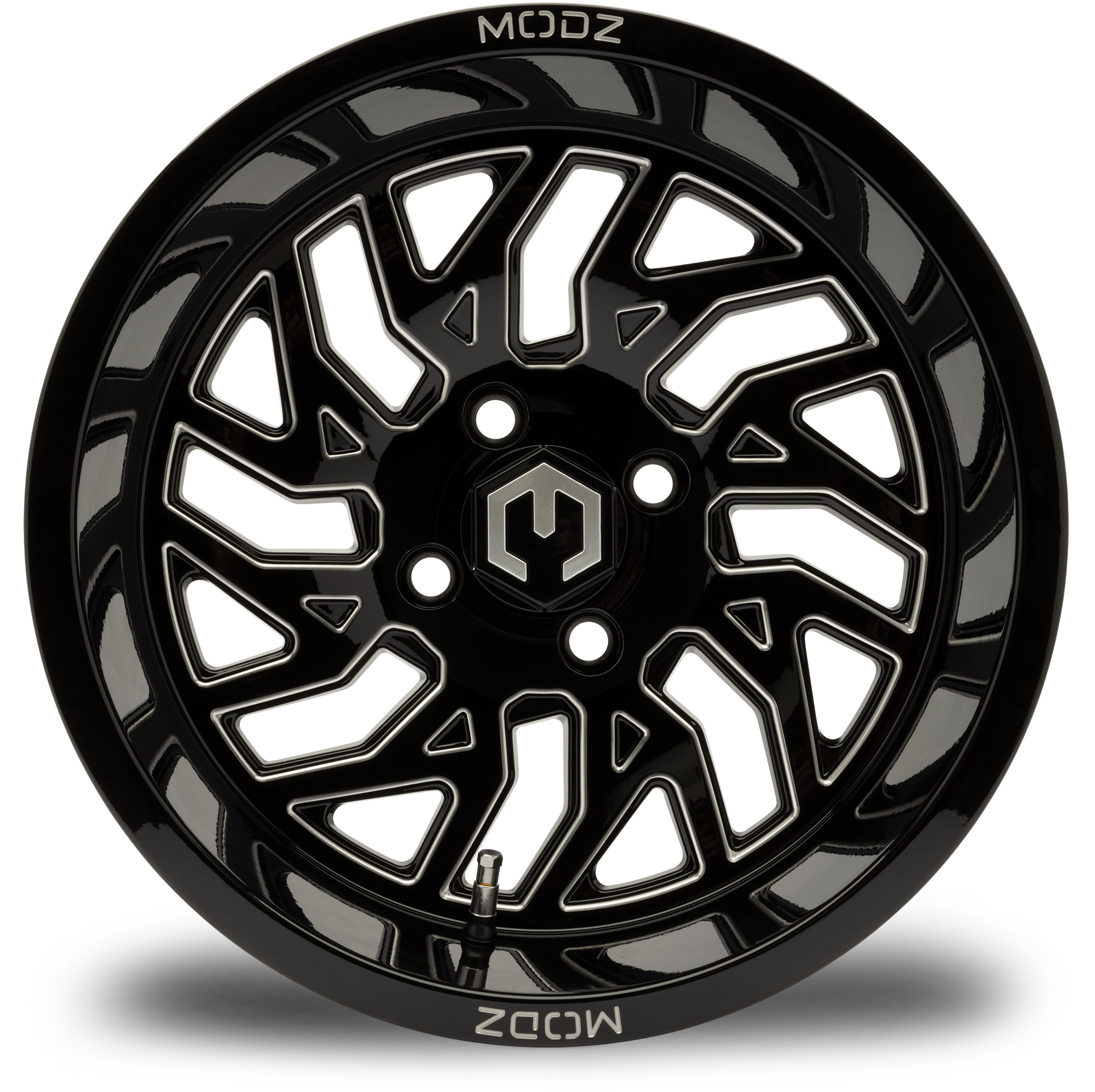MODZ® 14" Carnage Glossy Black with Ball Mill Golf Cart Wheel