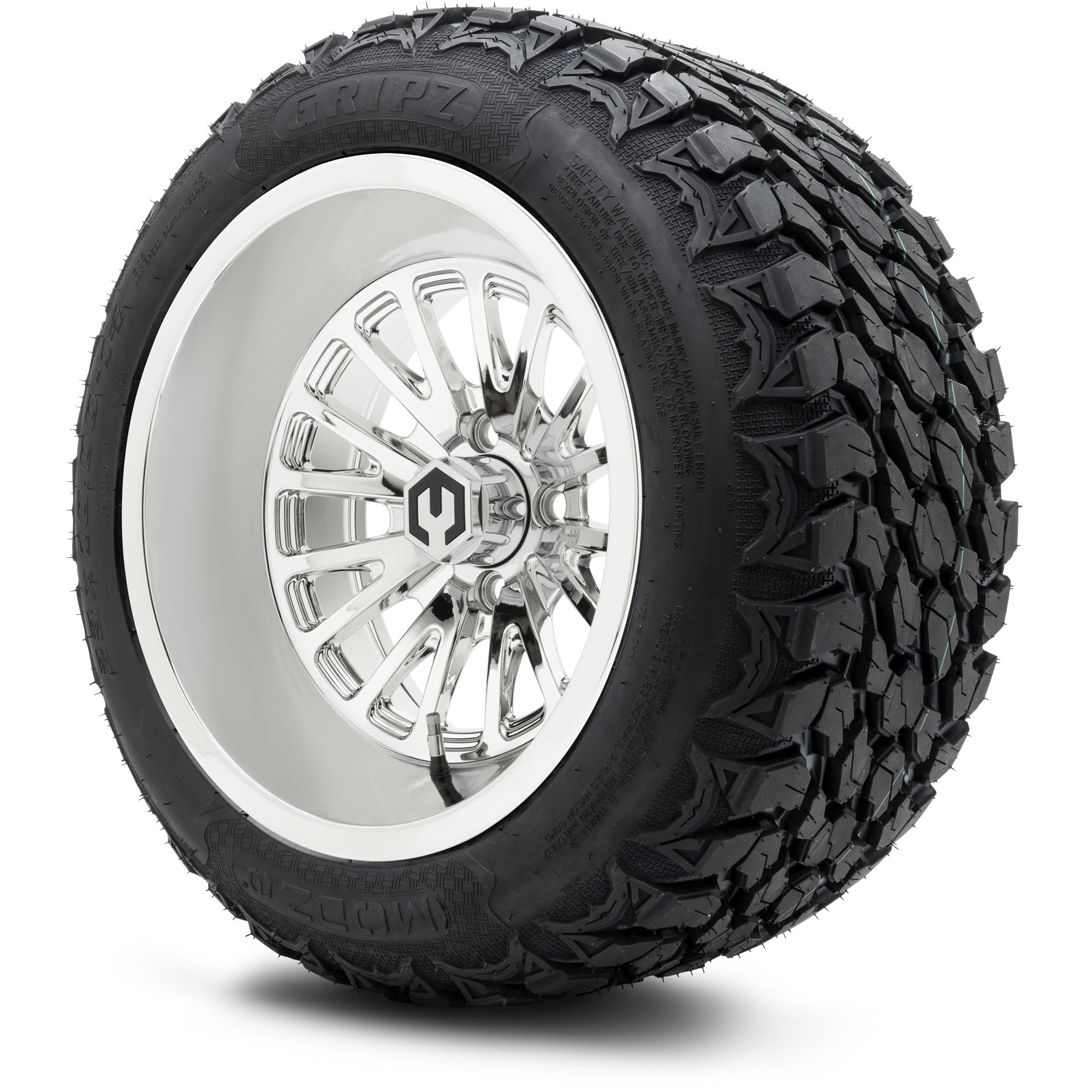 MODZ® 14x10" Assassin Chrome - Lifted Tires and Wheels Combo