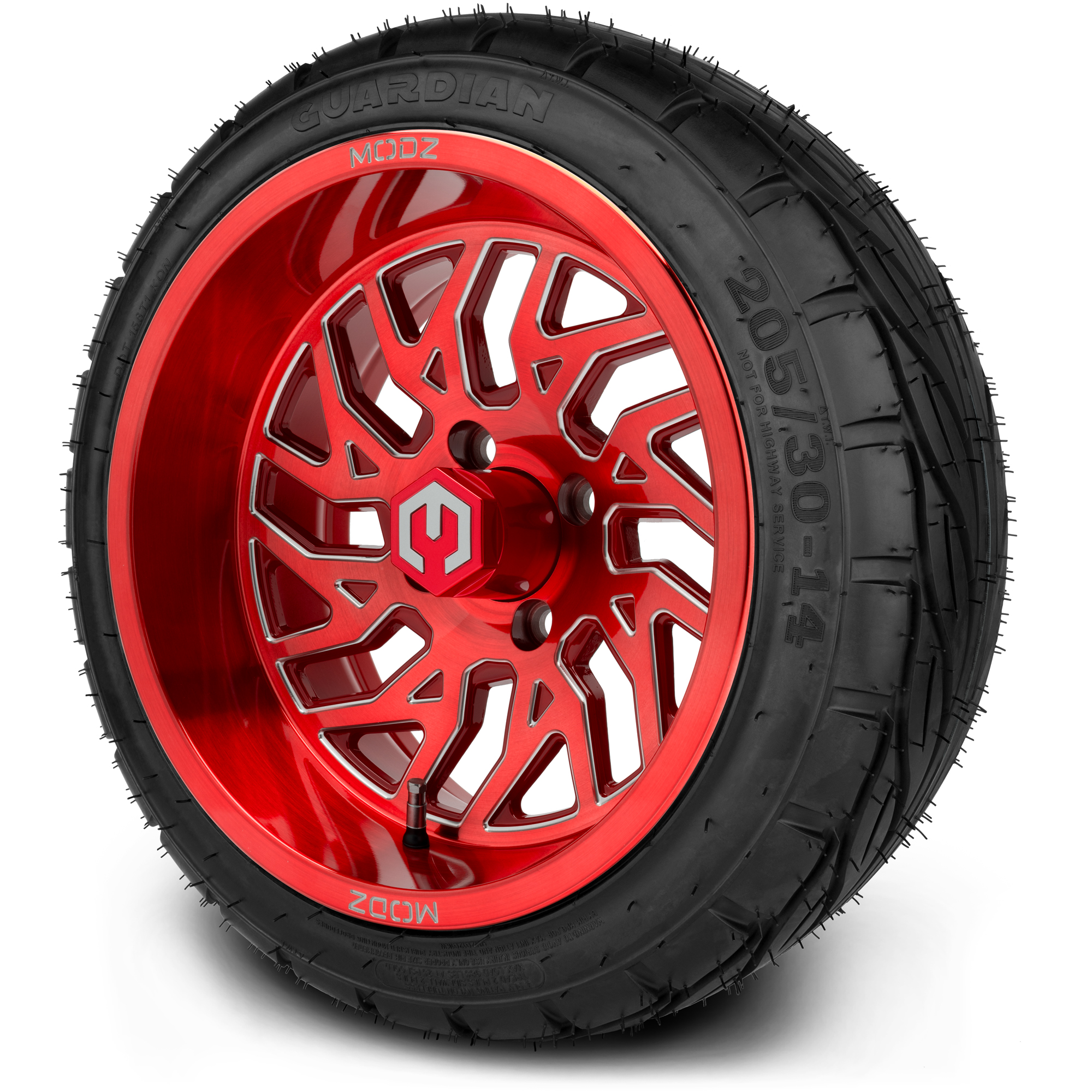 MODZ® 14" Carnage Brushed Red with Ball Mill - LowPro Street Tire and ...