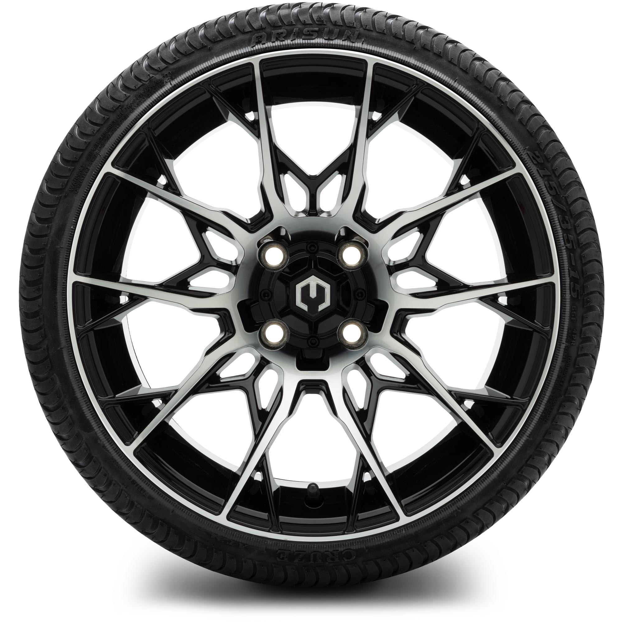 MODZ 15" Chaos Machined Black - Low Profile Tires and Wheels Combo