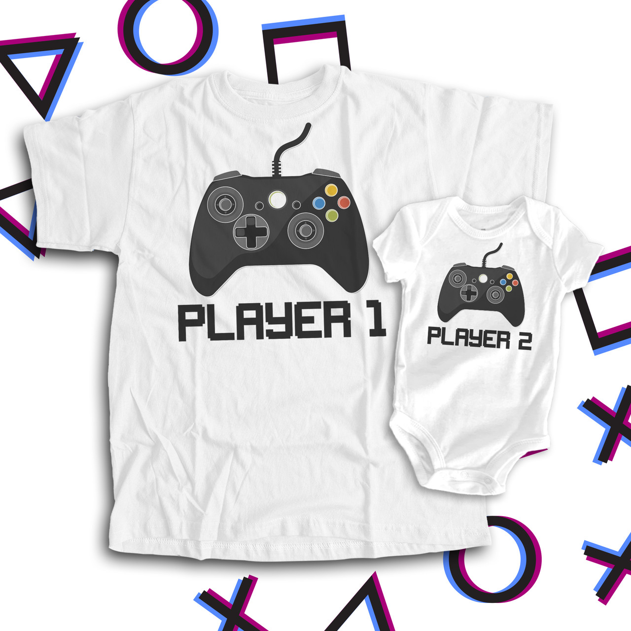 personalized mens shirt, video game players, matching t-shirt gift set
