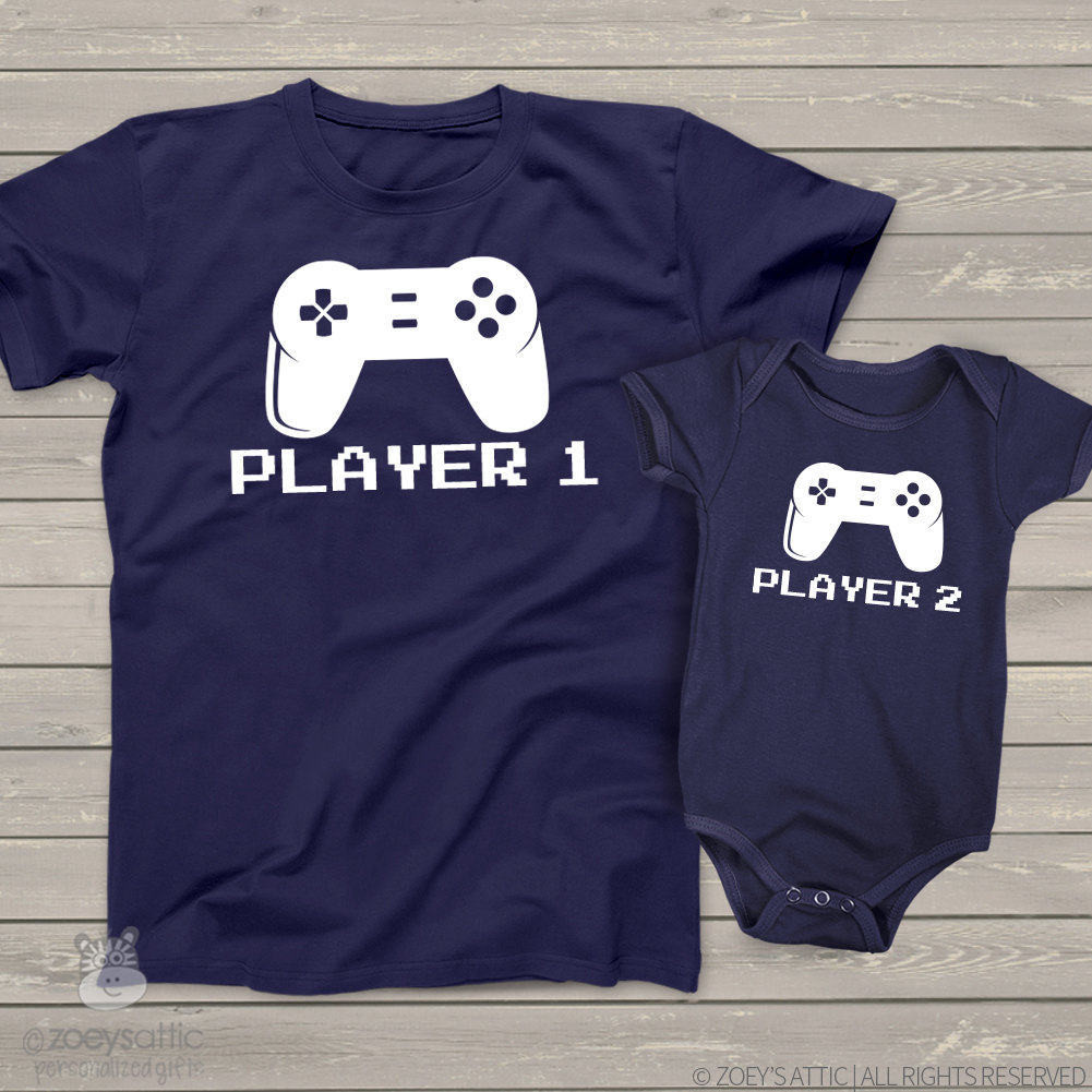 personalized mens shirt, retro video game players, matching DARK t ...