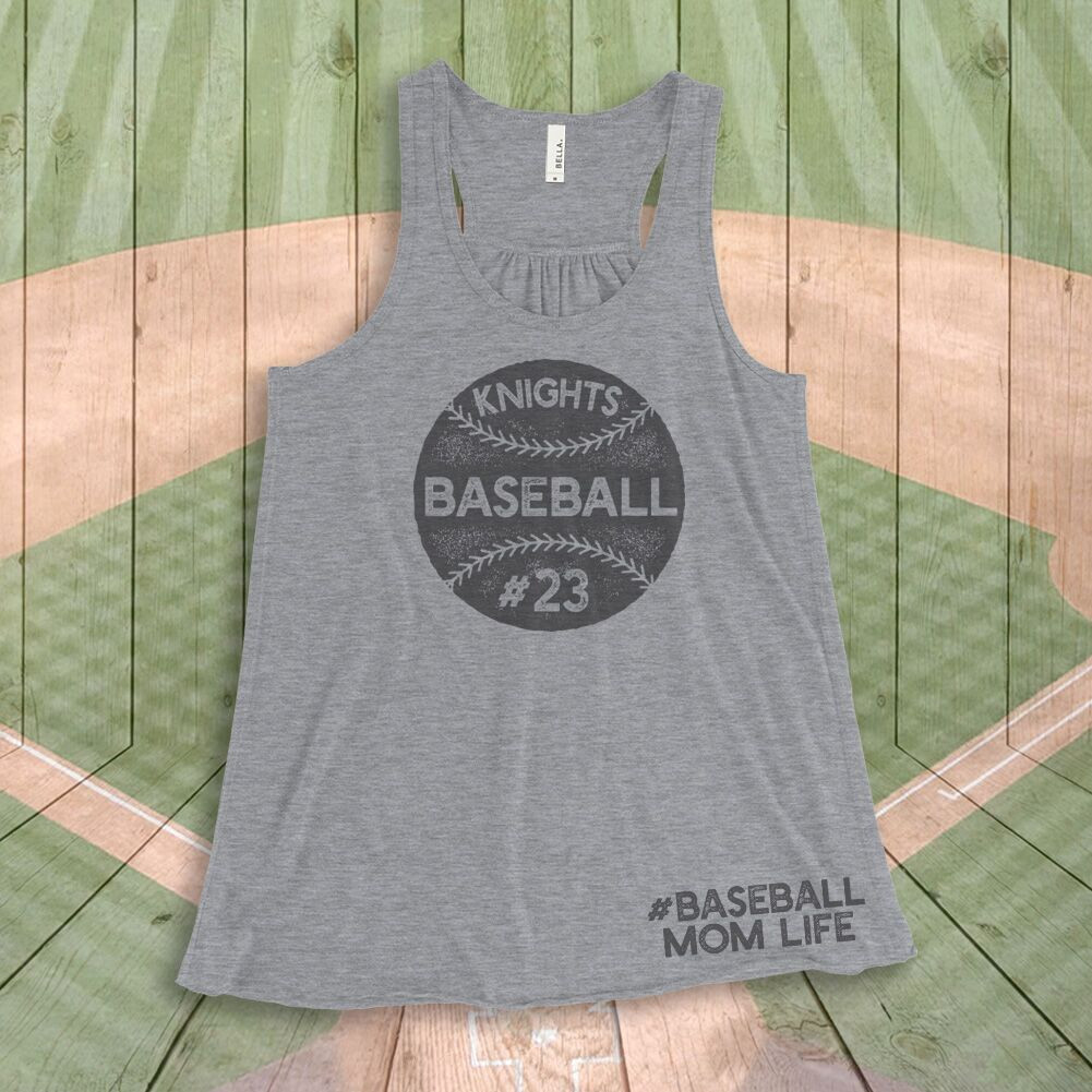 womens baseball tank top, baseball mom love dark flowy tank top