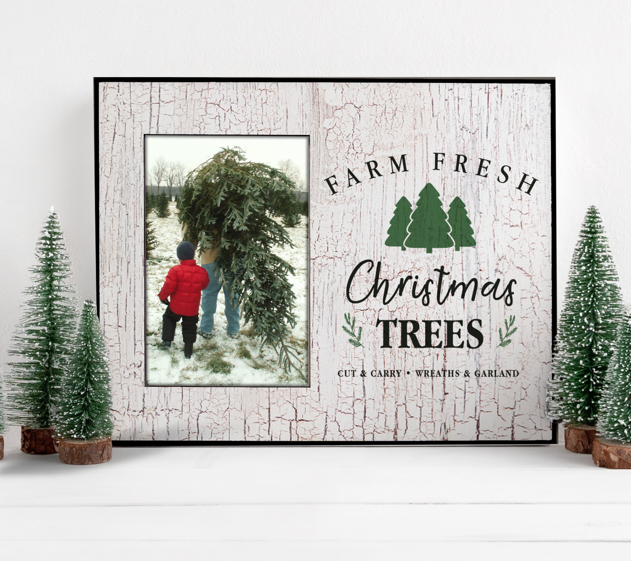 christmas photo frame, christmas tree farm fresh picture frame gift