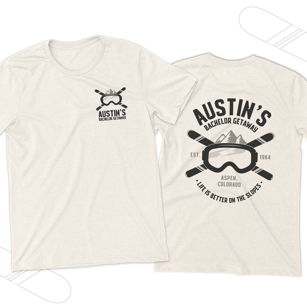 bachelor party shirt, ski weekend on slopes bachelor party tee front ...