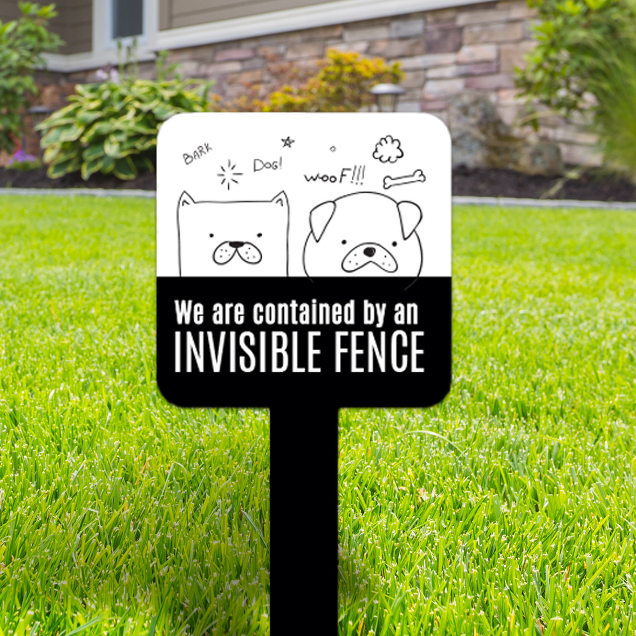 pet lawn sign, small aluminum invisible dog fence signage