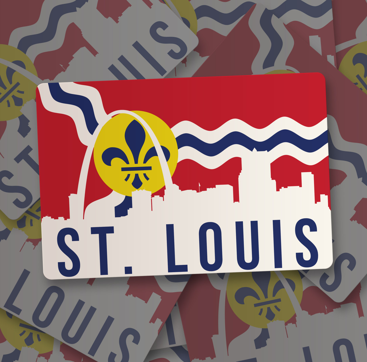 vinyl decal, skyline arch st louis flag vinyl sticker
