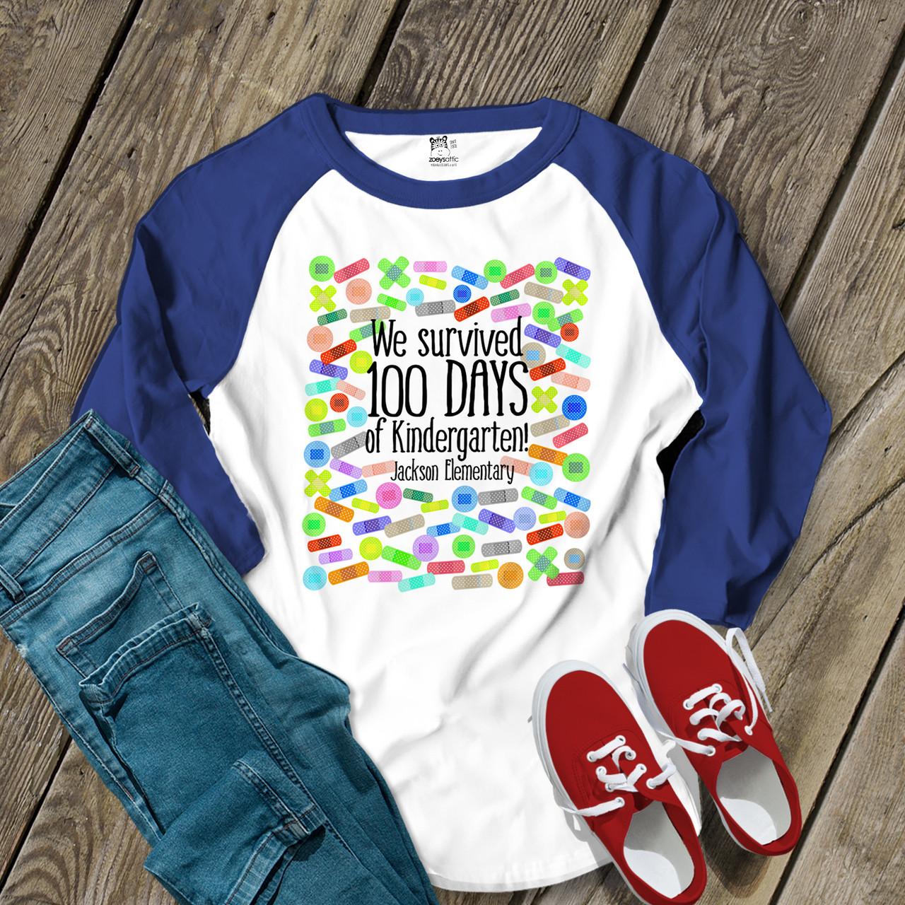 Teacher Shirt 100 Days Survived Custom Adult Raglan Shirt