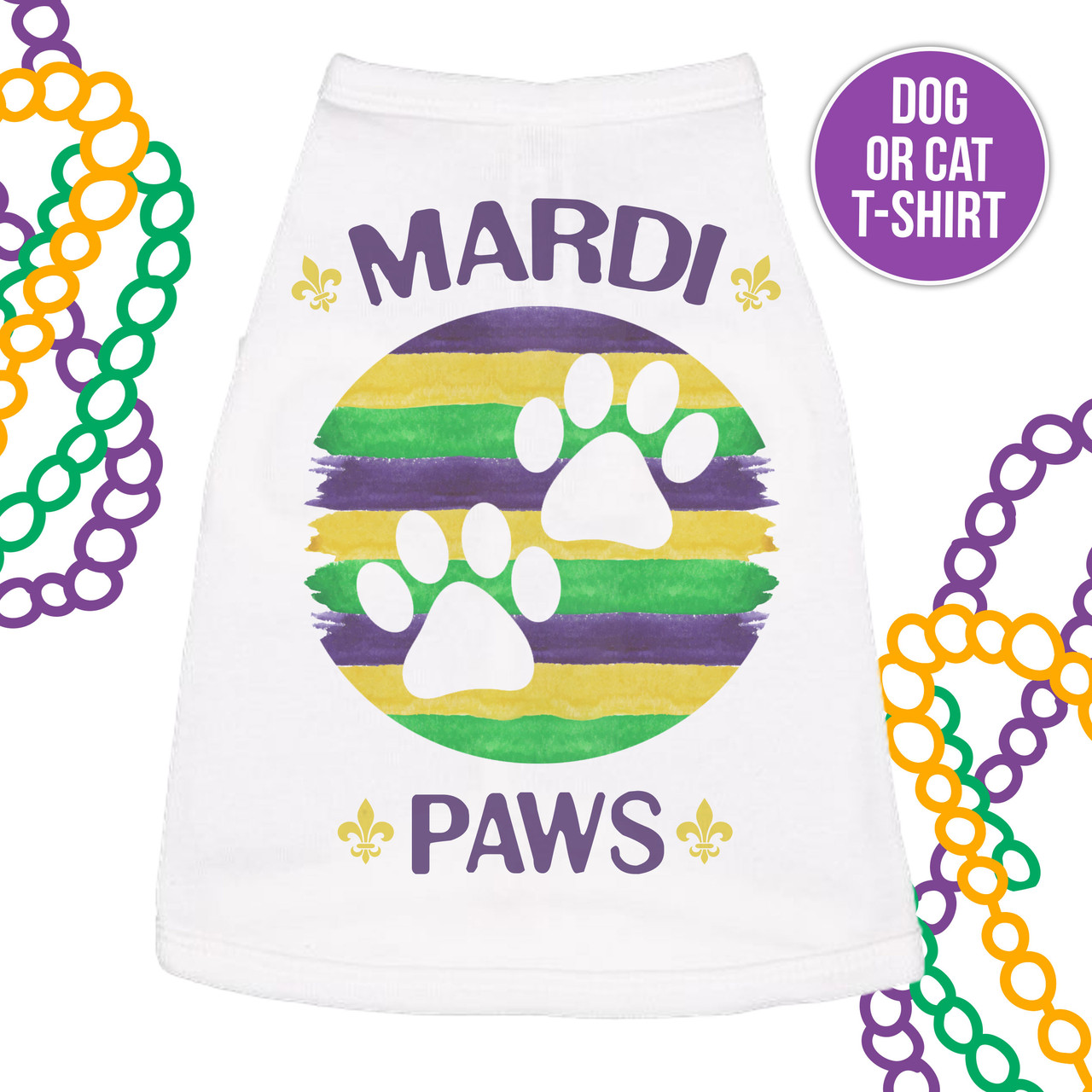 personalized pet t-shirt, cat dog mardi paws t-shirt