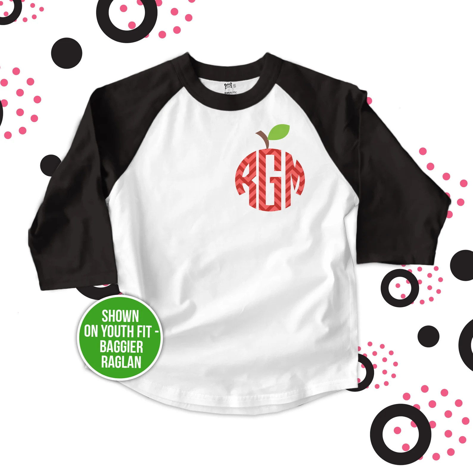 monogram womens shirt, chevron apple personalized shirt