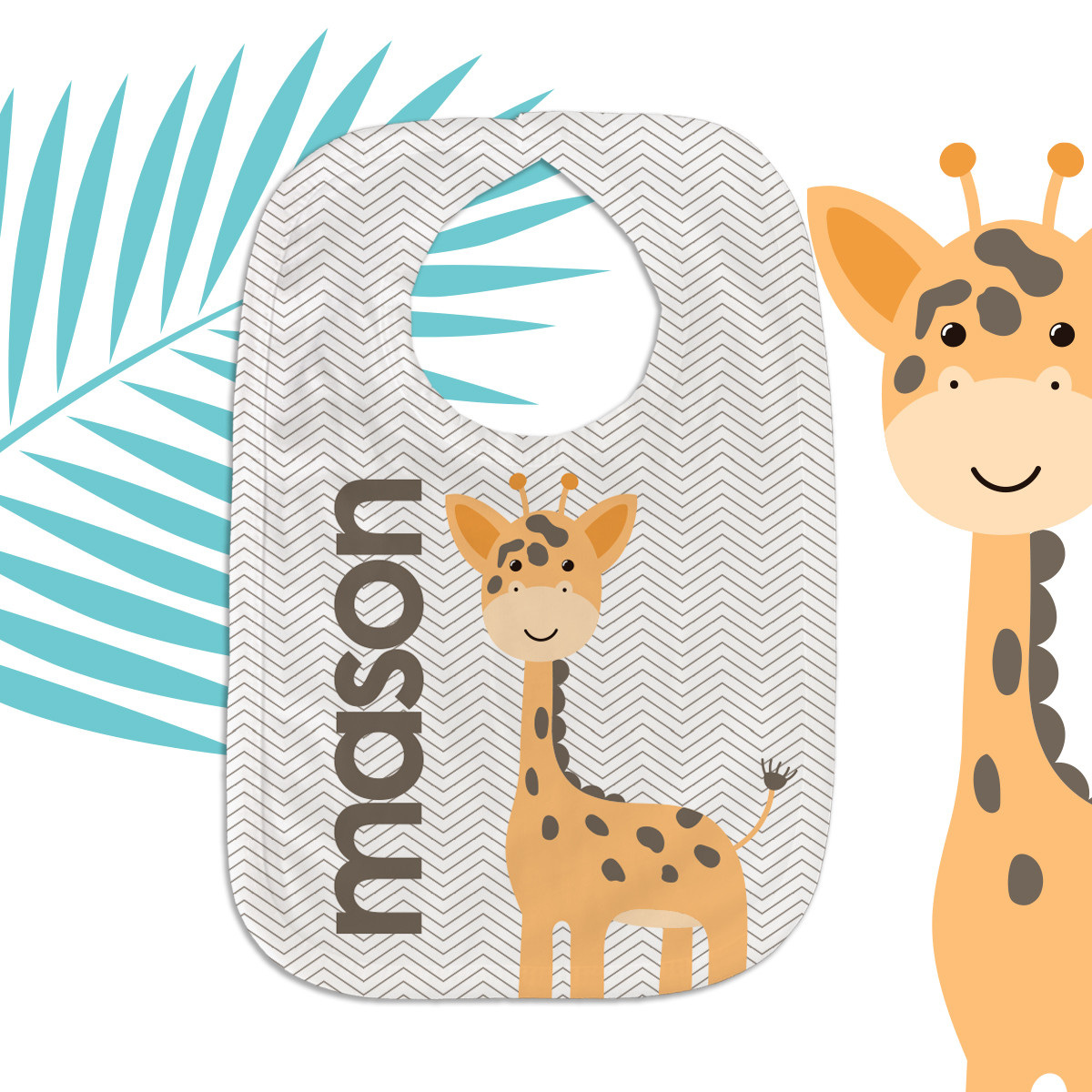 personalized bib, giraffe sublimation bib