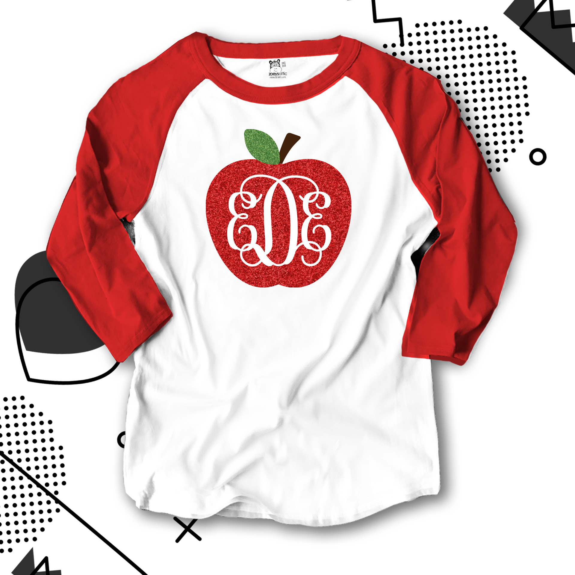 monogram womens shirt, chevron apple personalized shirt