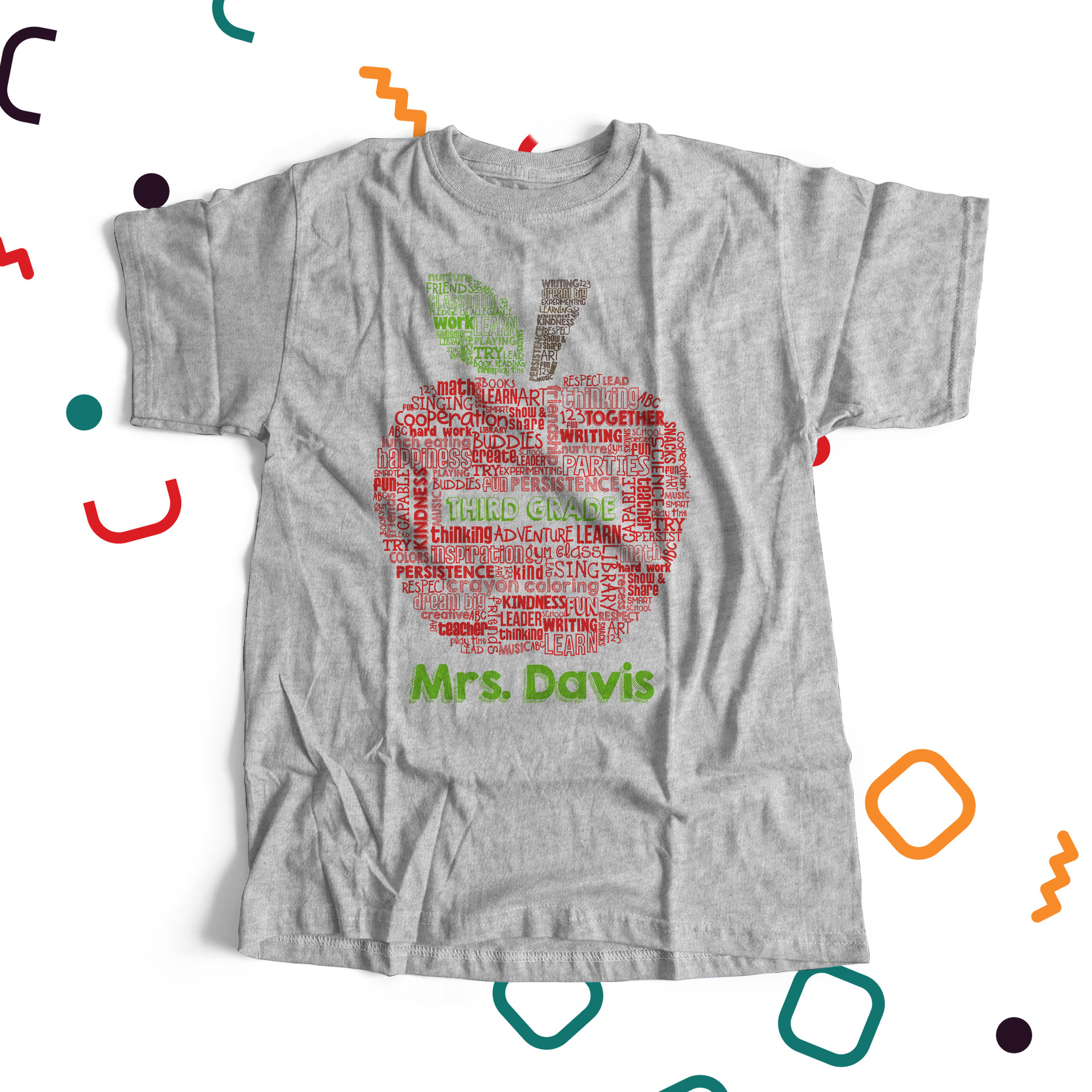 teacher shirt, apple back to school word collage adult tshirt