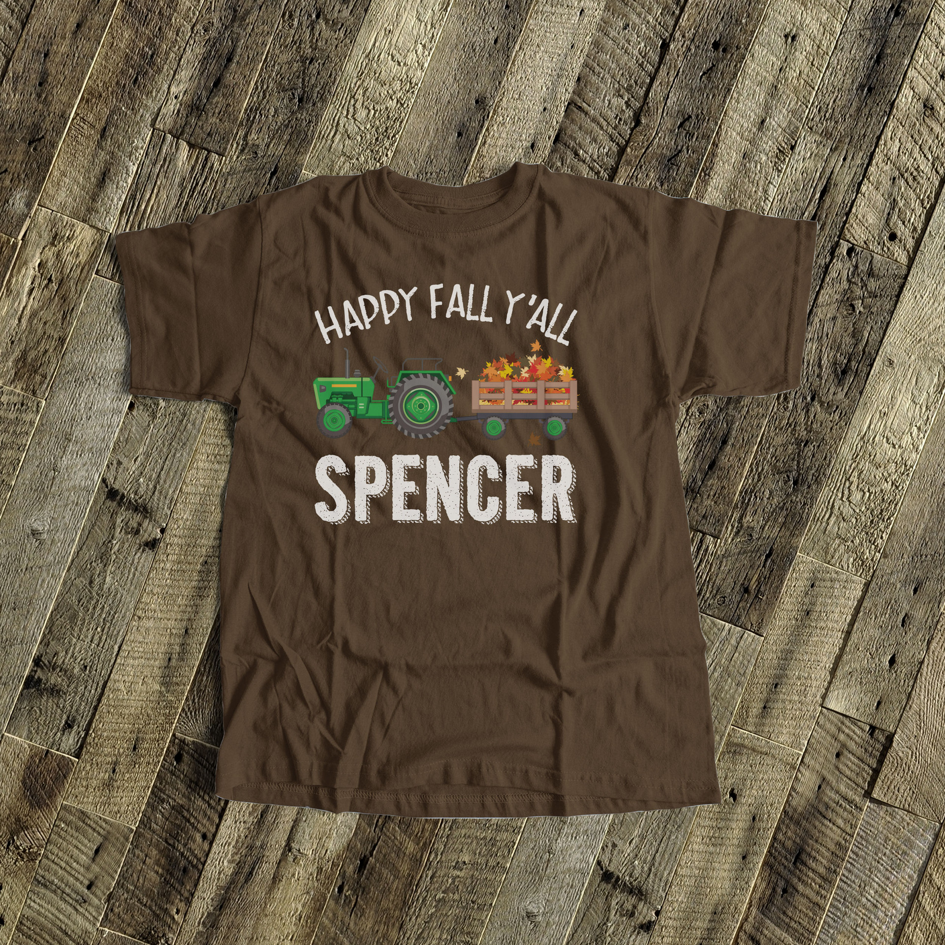 Fall kids shirt, tractor leaves personalized raglan shirt