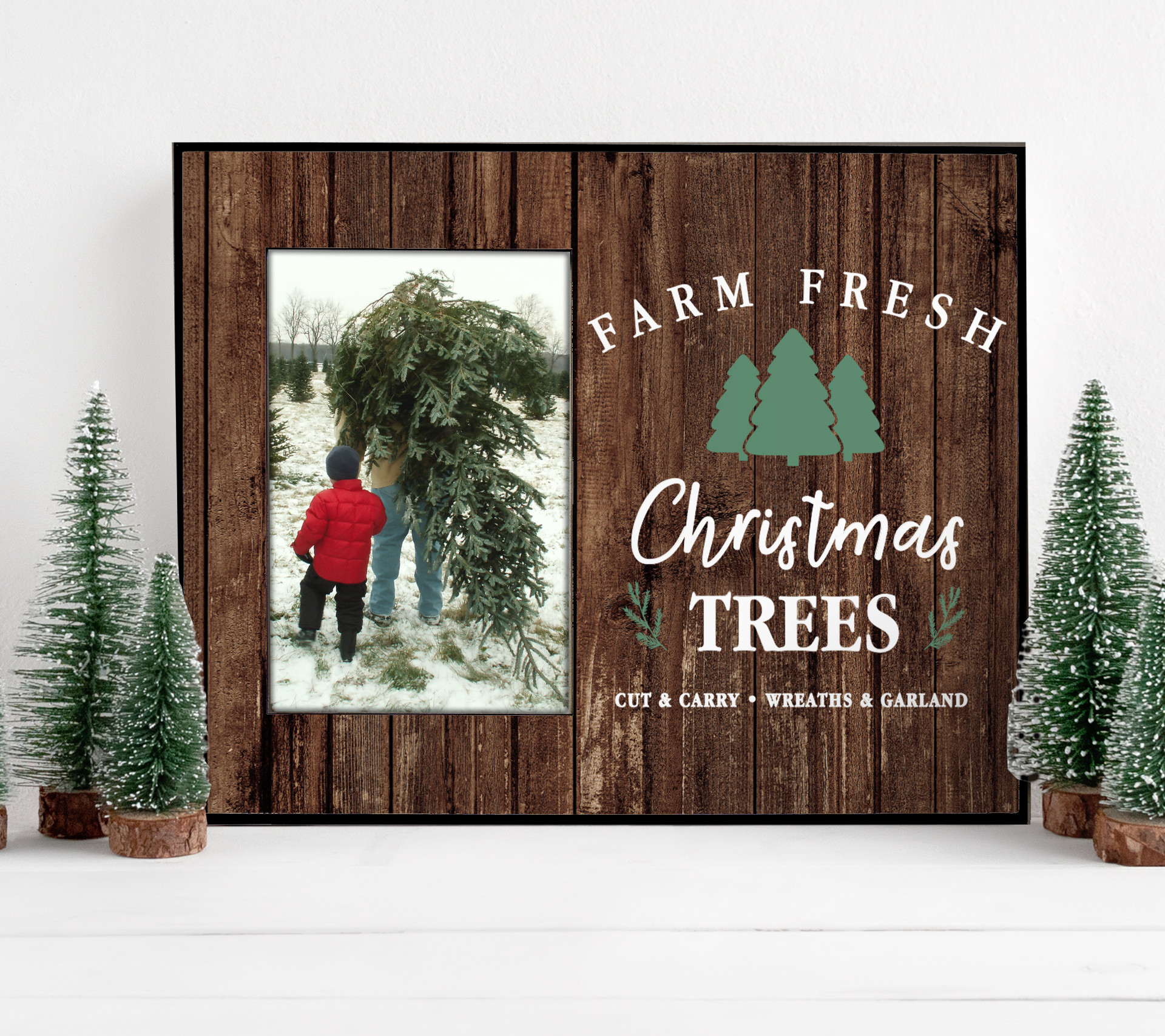 christmas photo frame, christmas tree farm fresh picture frame gift