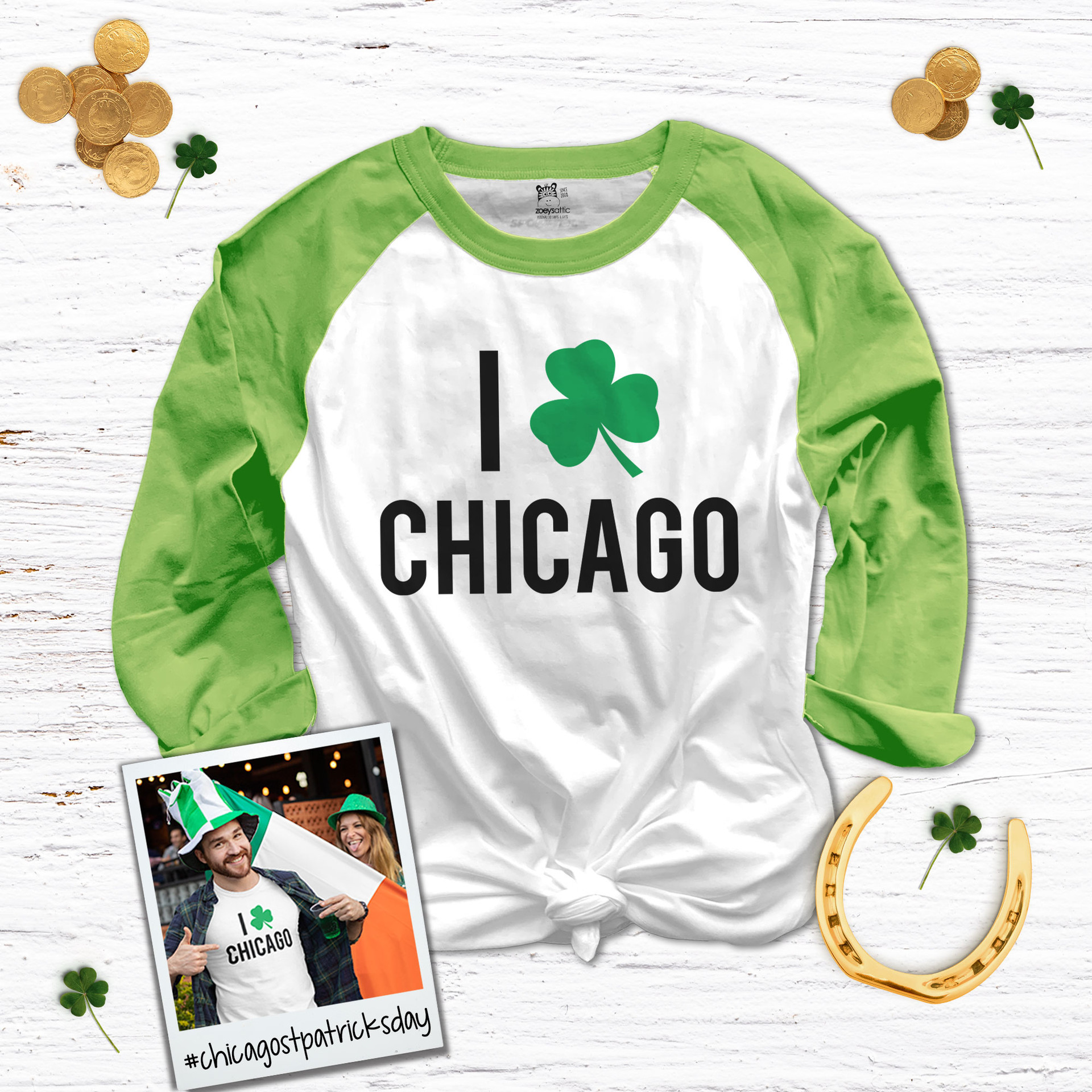 chicago st patricks day shirt, shamrock chicago adult shirt raglan