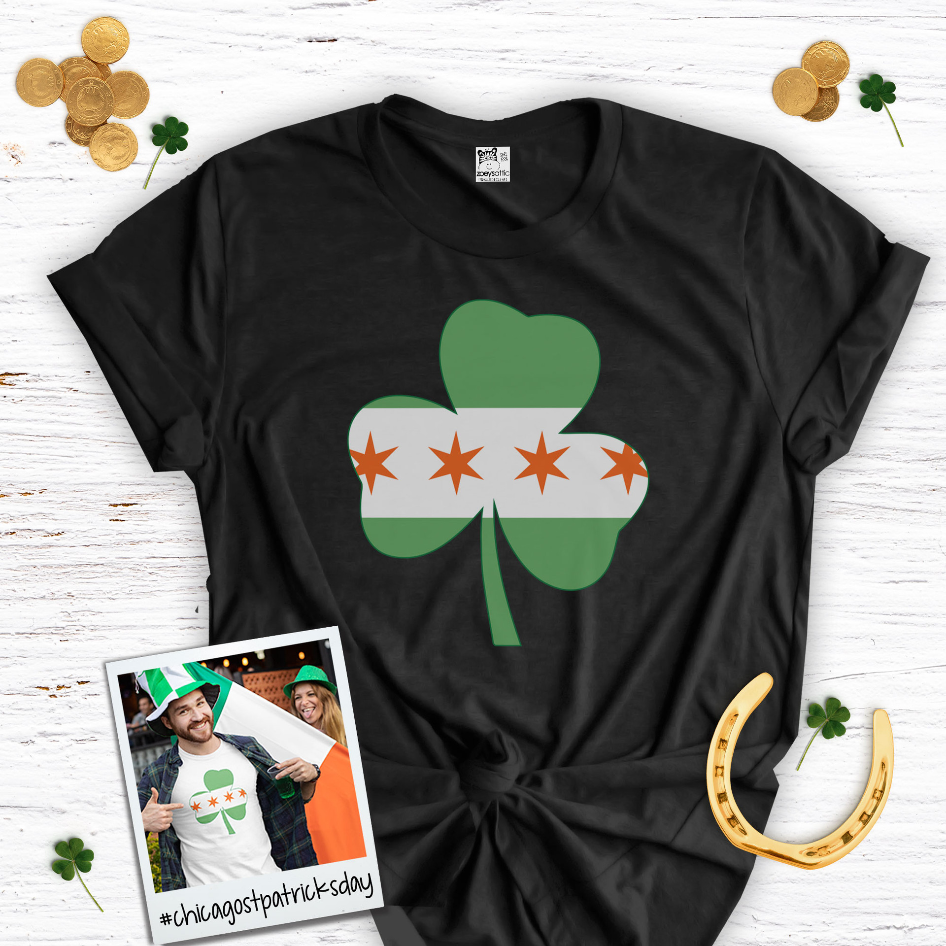 st patricks day shirt, chicago flag irish shamrock adult sweatshirt