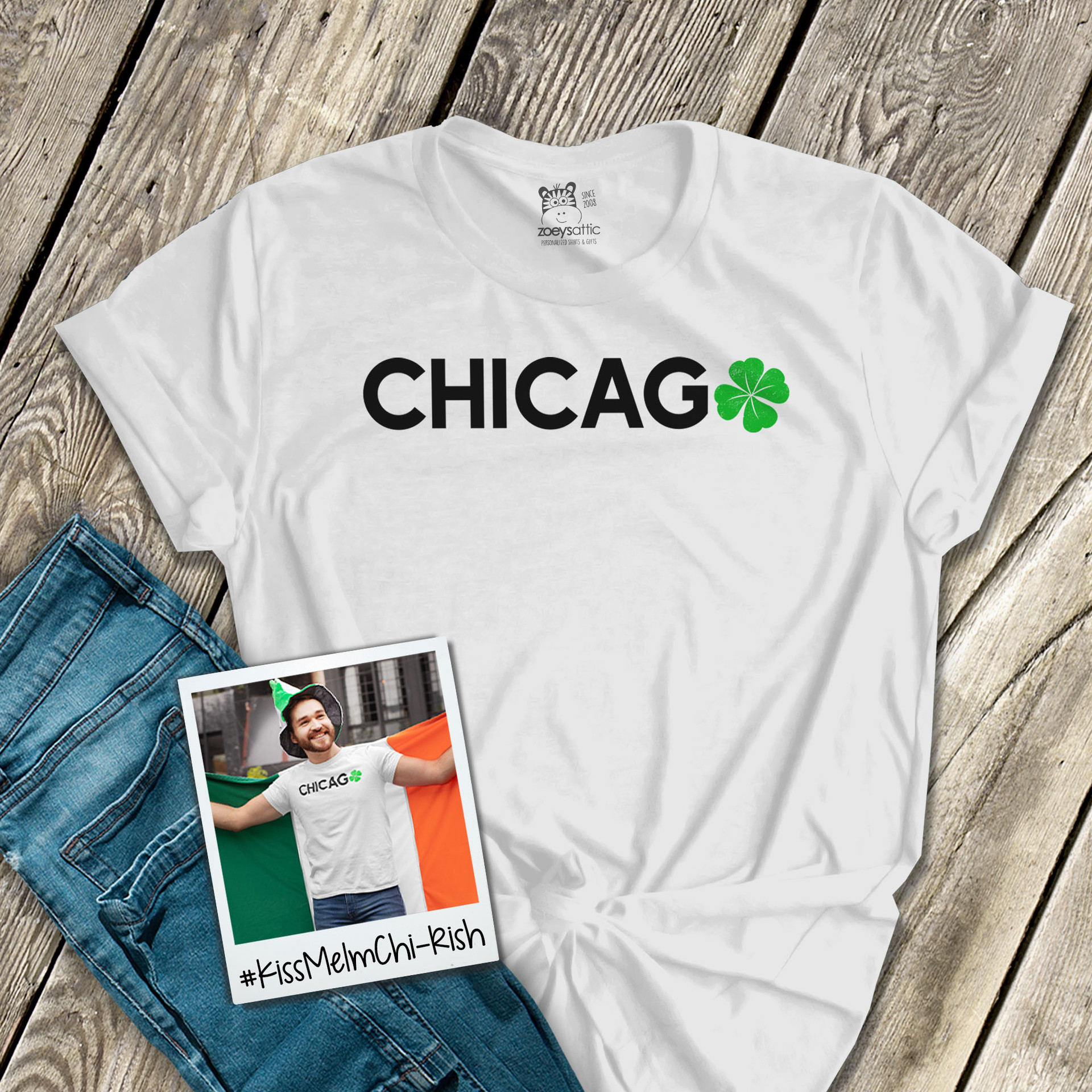 chicago st patricks day shirt, chicago flag irish shamrock adult shirt ...