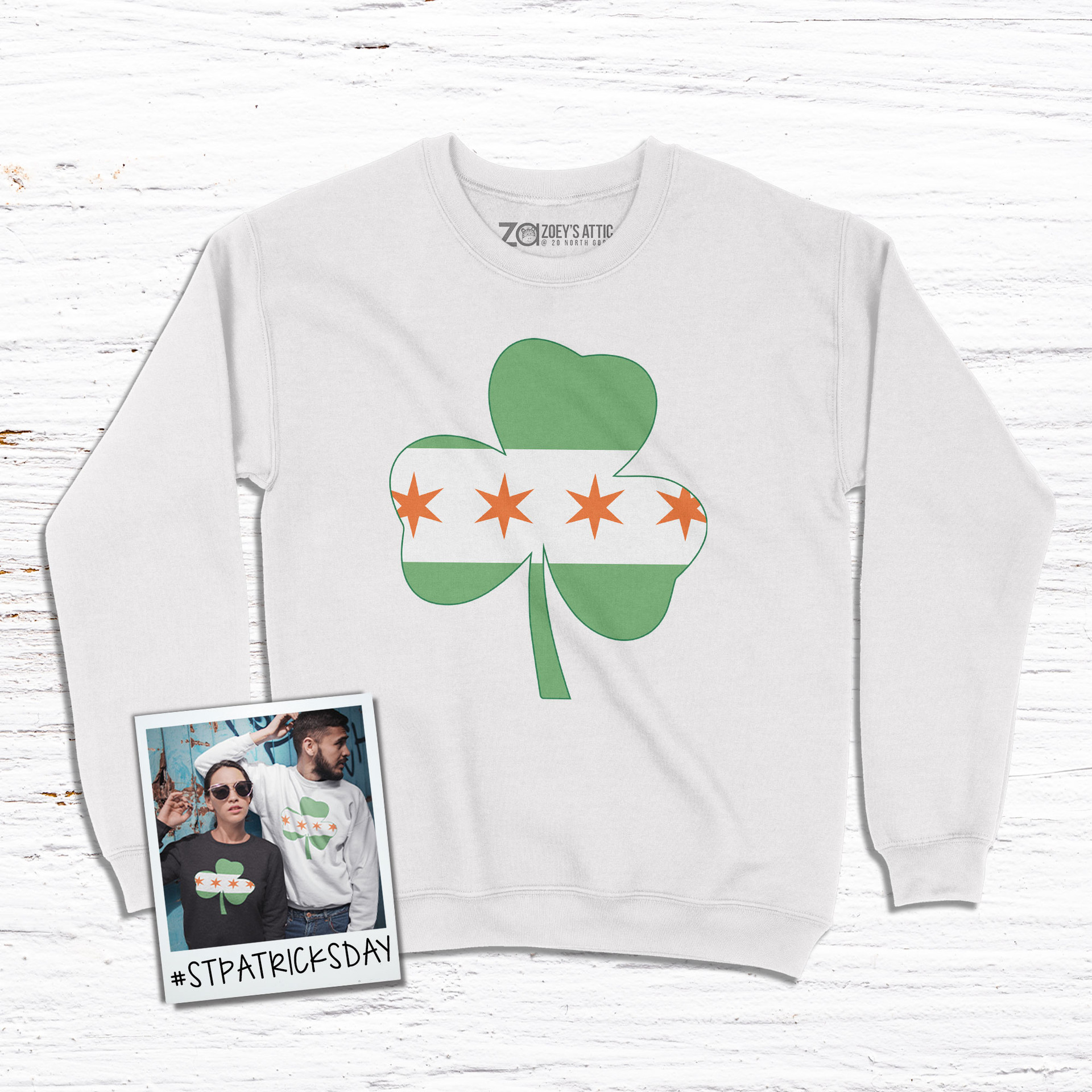 st patricks day shirt, chicago flag irish shamrock adult sweatshirt