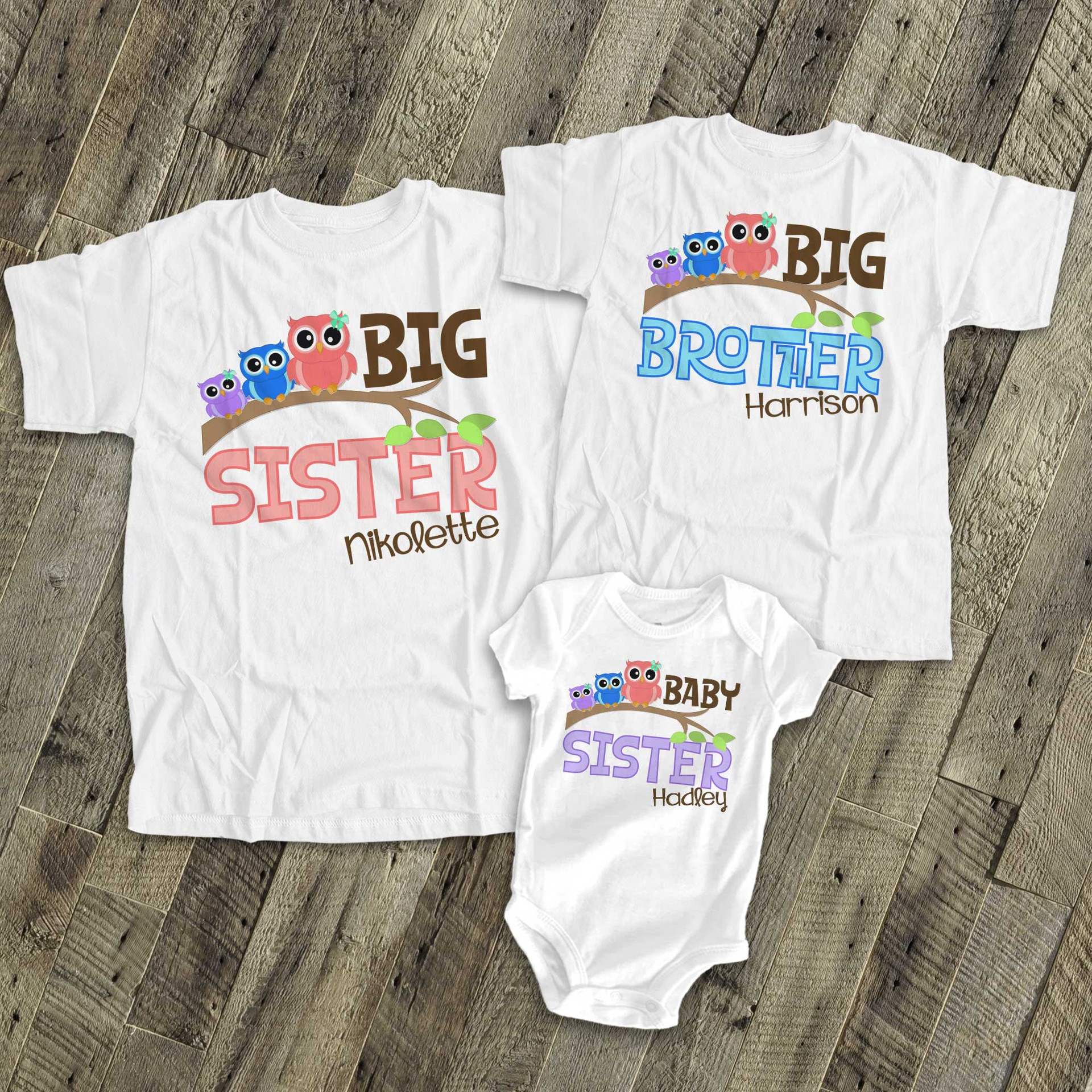 Custom Sibling Shirt Sets For Three - Sister Brother Shirts