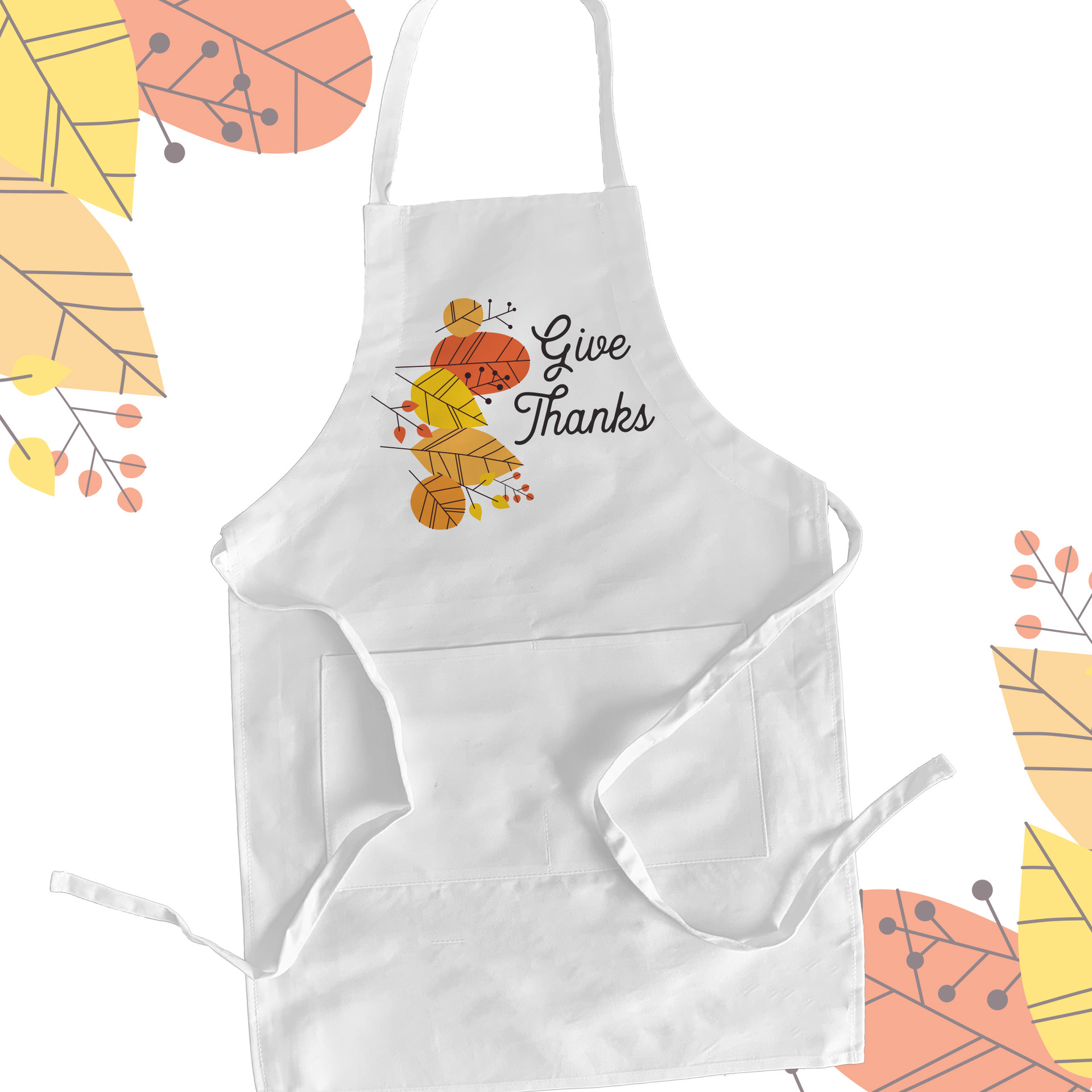thanksgiving apron, thankful give thanks adult bib apron