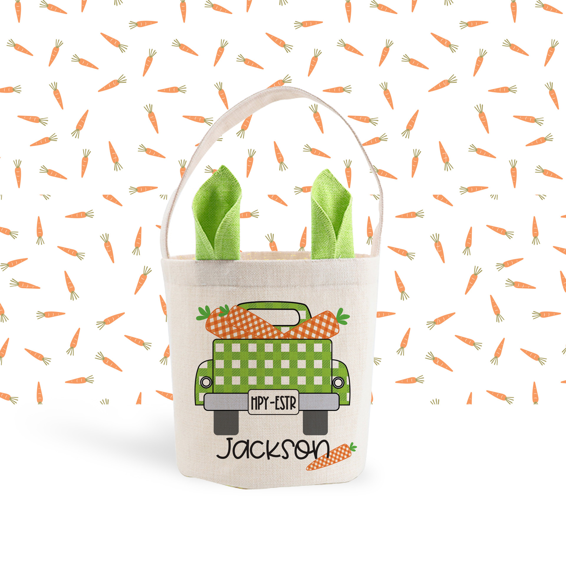 personalized easter bag, blue bunny ears boy easter basket
