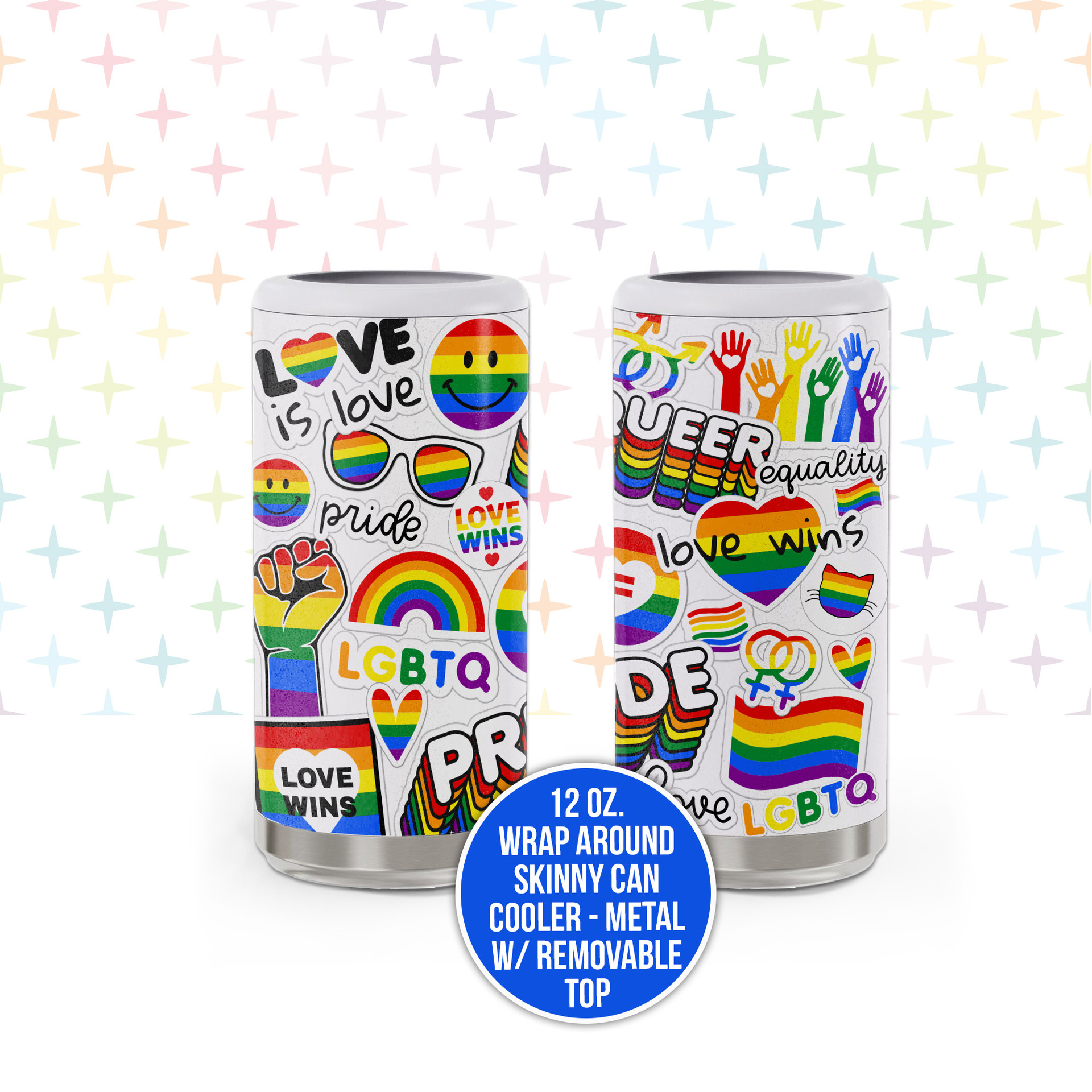 pride drinkware, rainbow skinny cooler love wins lgbtq stainless steel ...