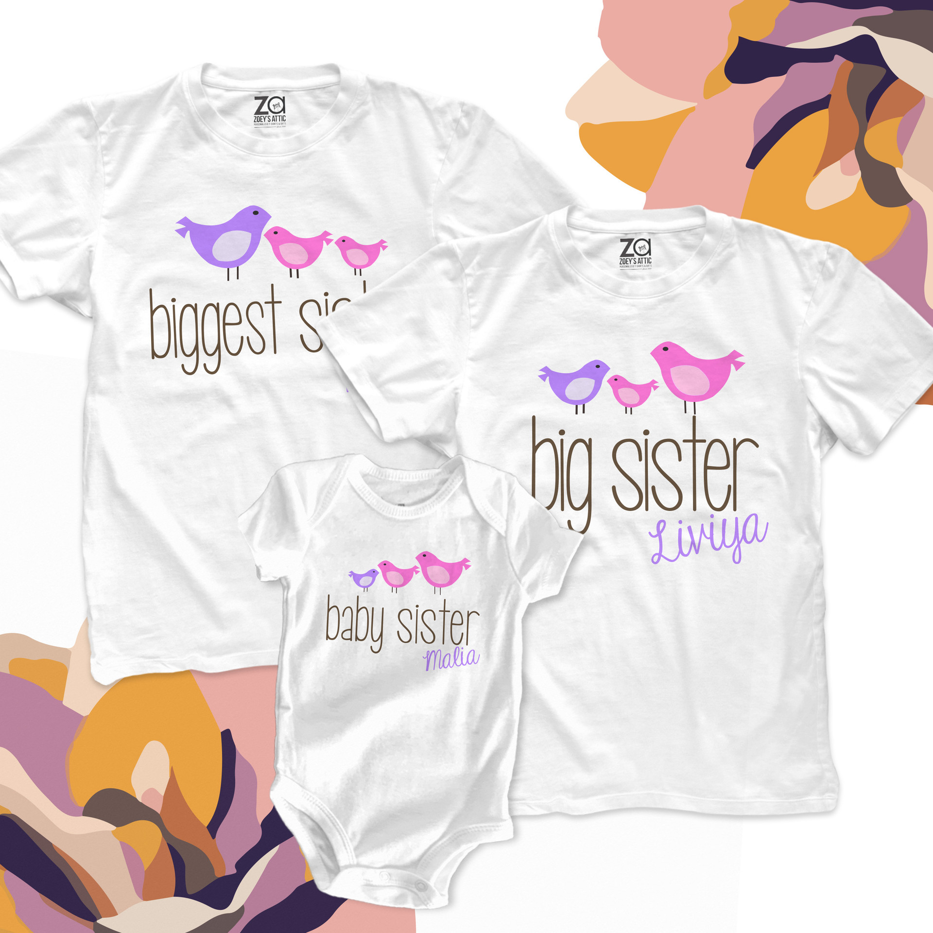 Custom Sibling Shirt Sets For Three - Sister Brother Shirts