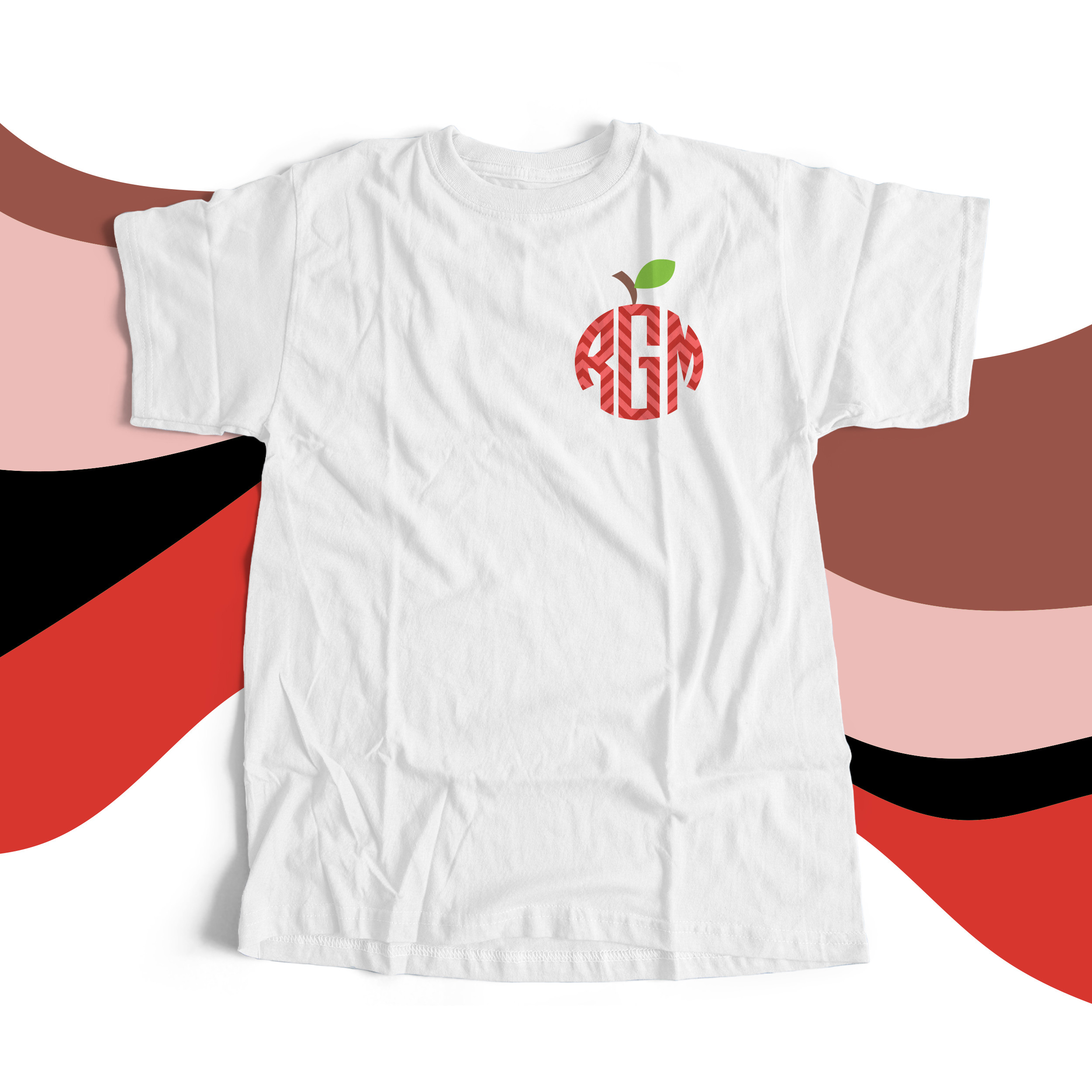 school shirt, chevron monogram apple, girl raglan shirt