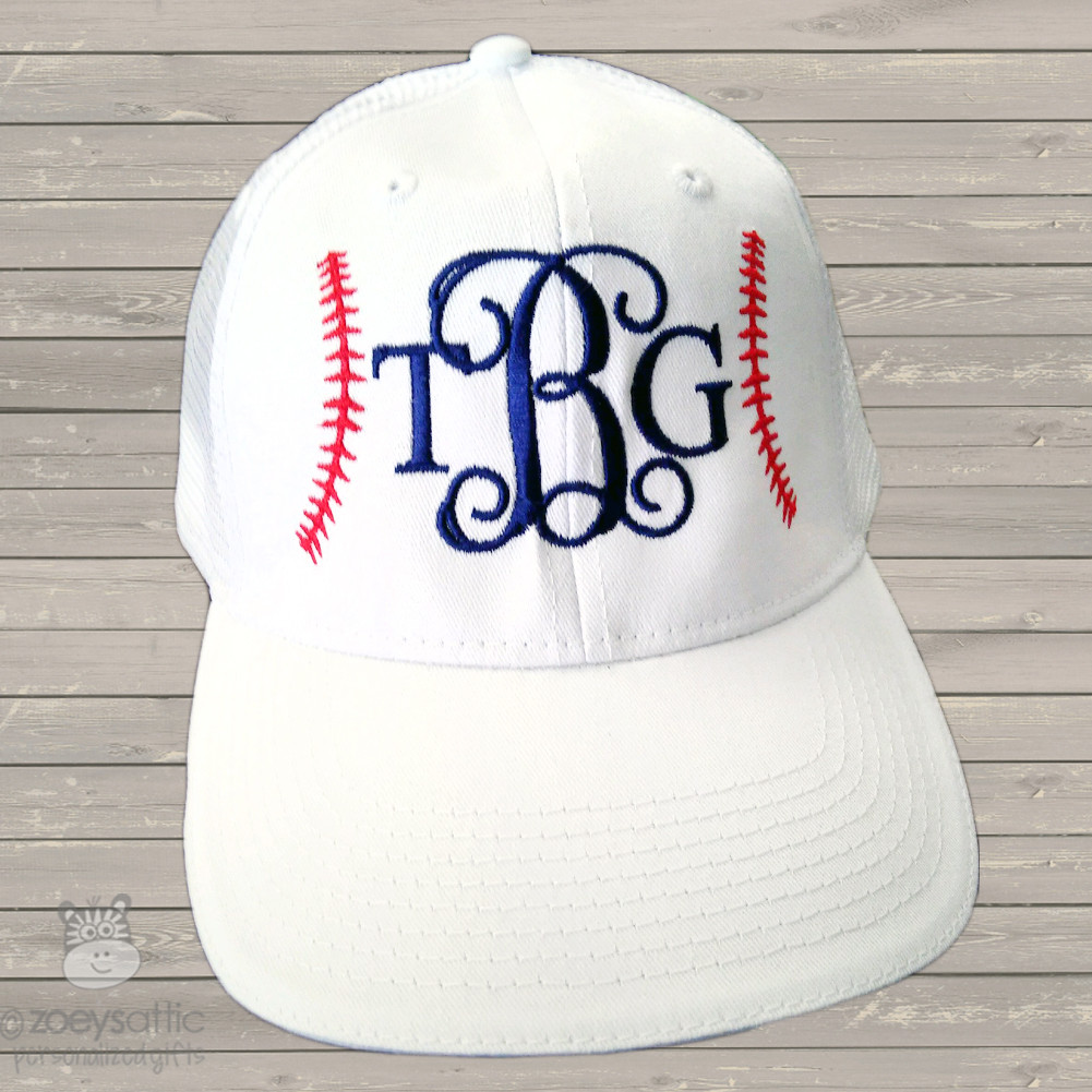 monogram embroidered baseball cap, custom baseball hat