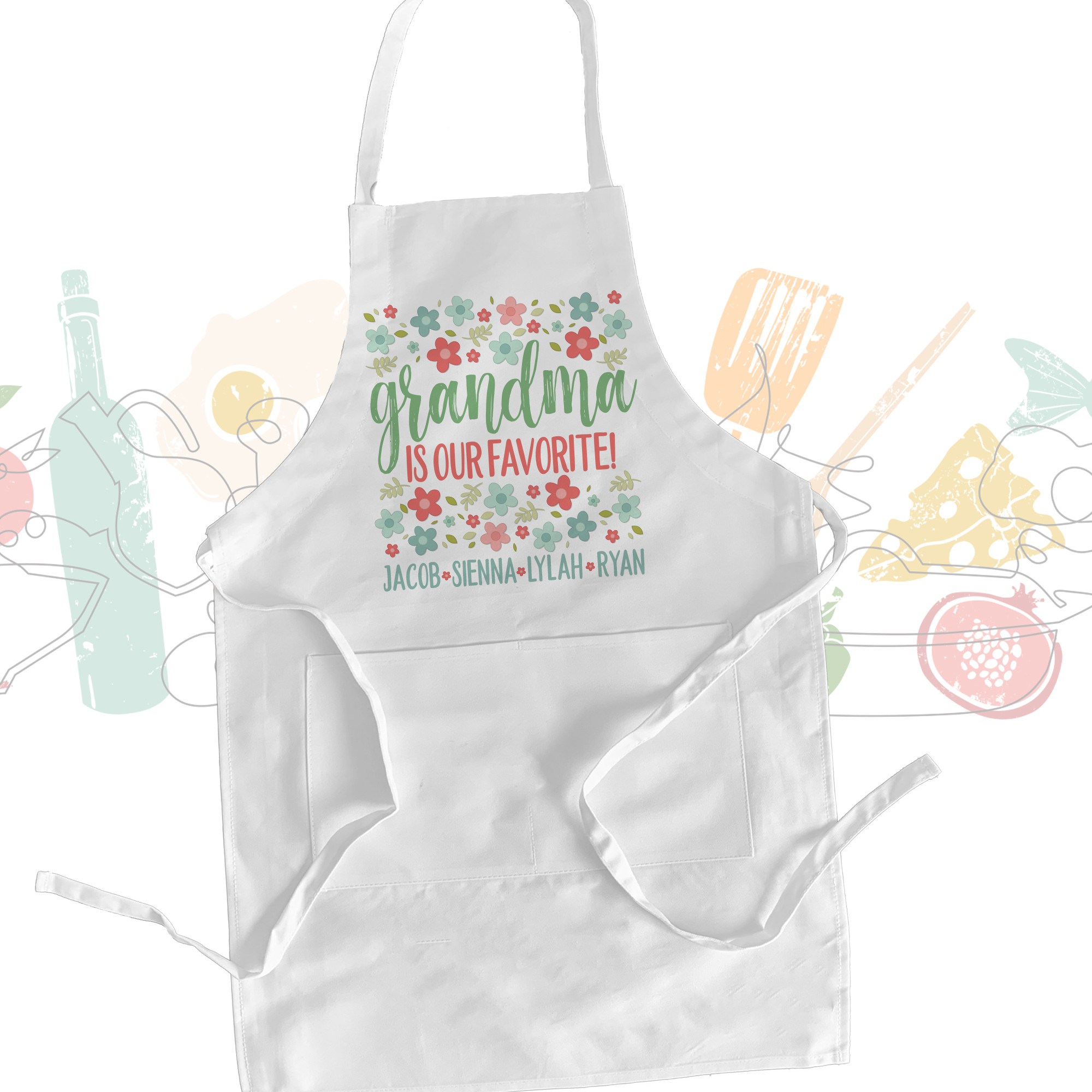 personalized apron, best moms grandma custom adult bib apron