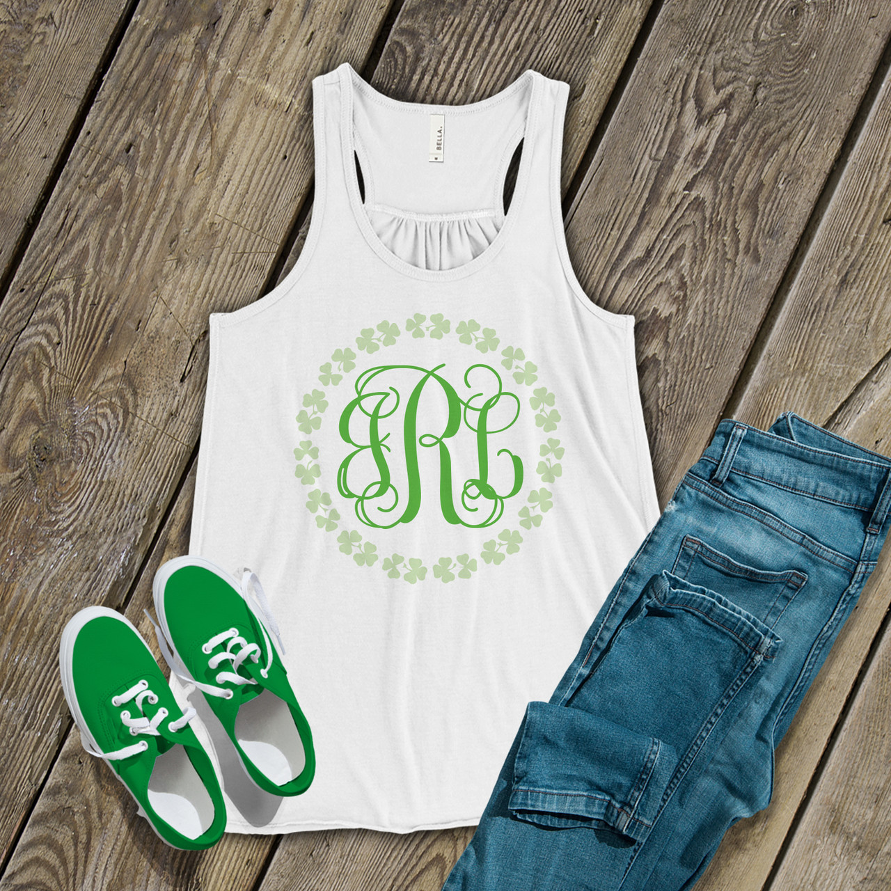 personalized womens shirt, monogram baseball, flowy tank top