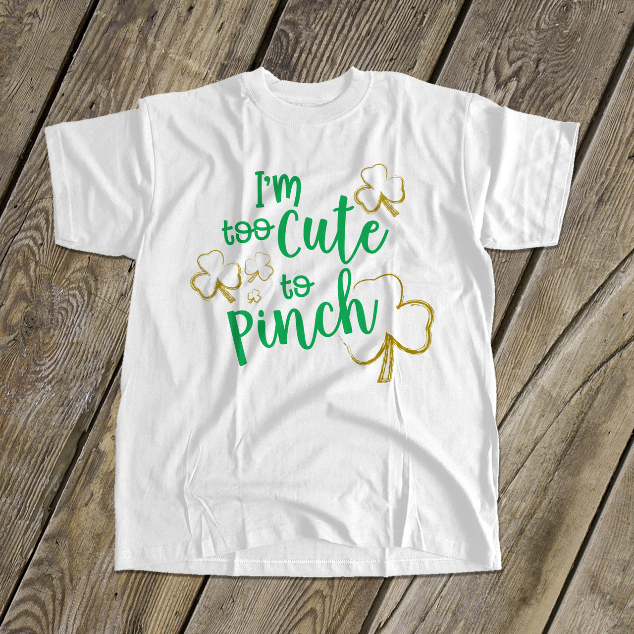 kids st patrick shirt, shamrock too cute to pinch raglan shirt