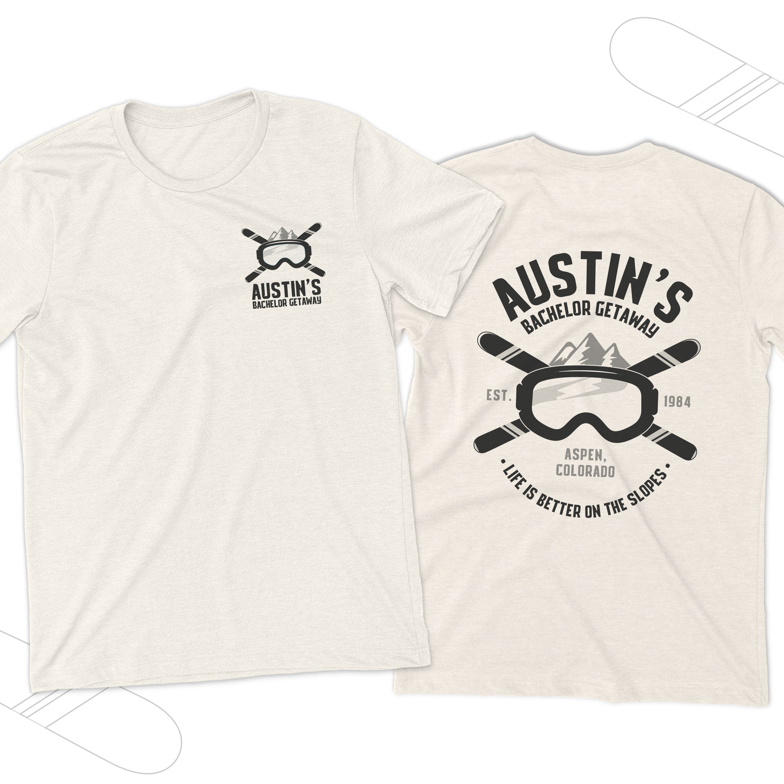 bachelor party shirt, ski weekend on slopes bachelor party tee front ...