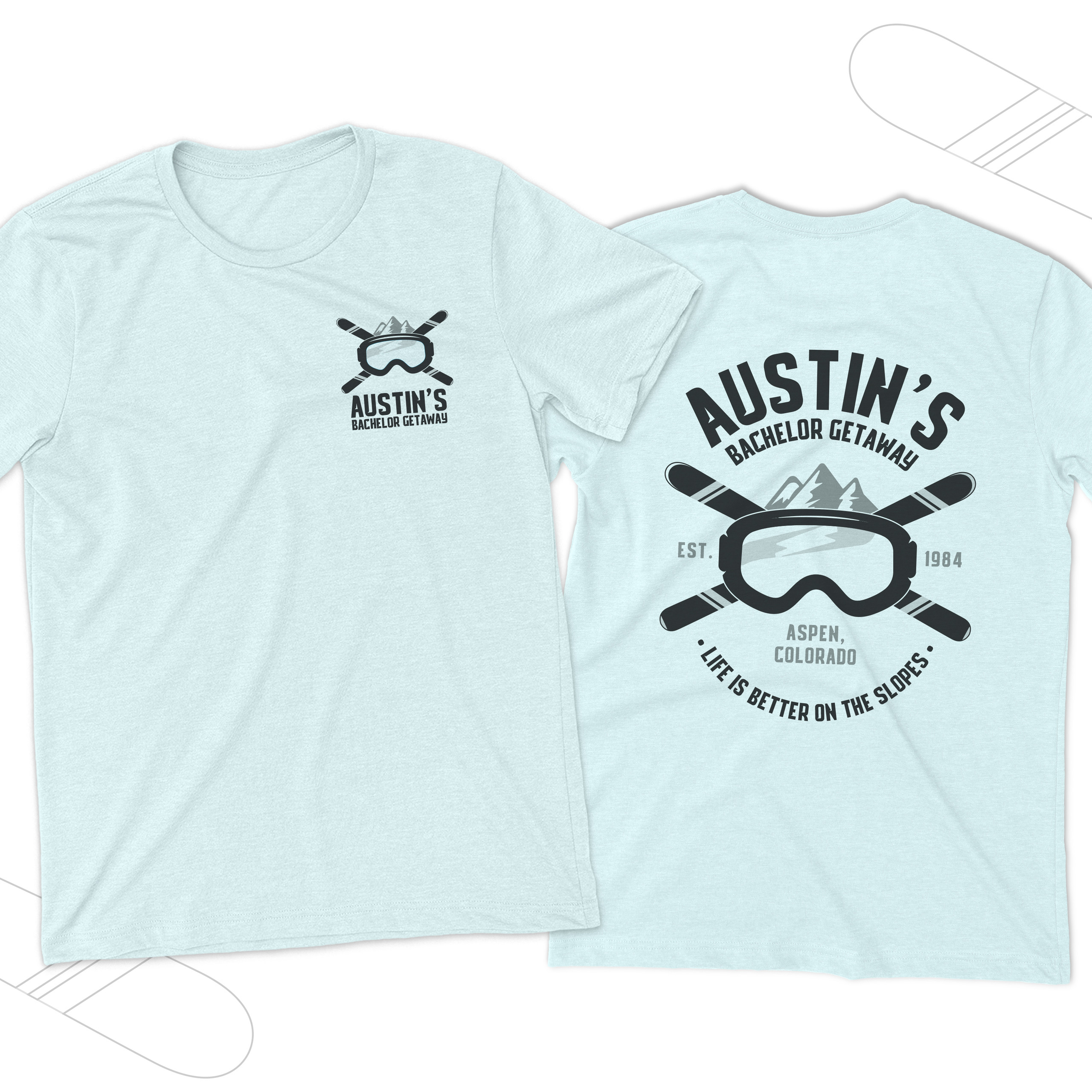 bachelor party shirt, ski weekend on slopes bachelor party tee front ...