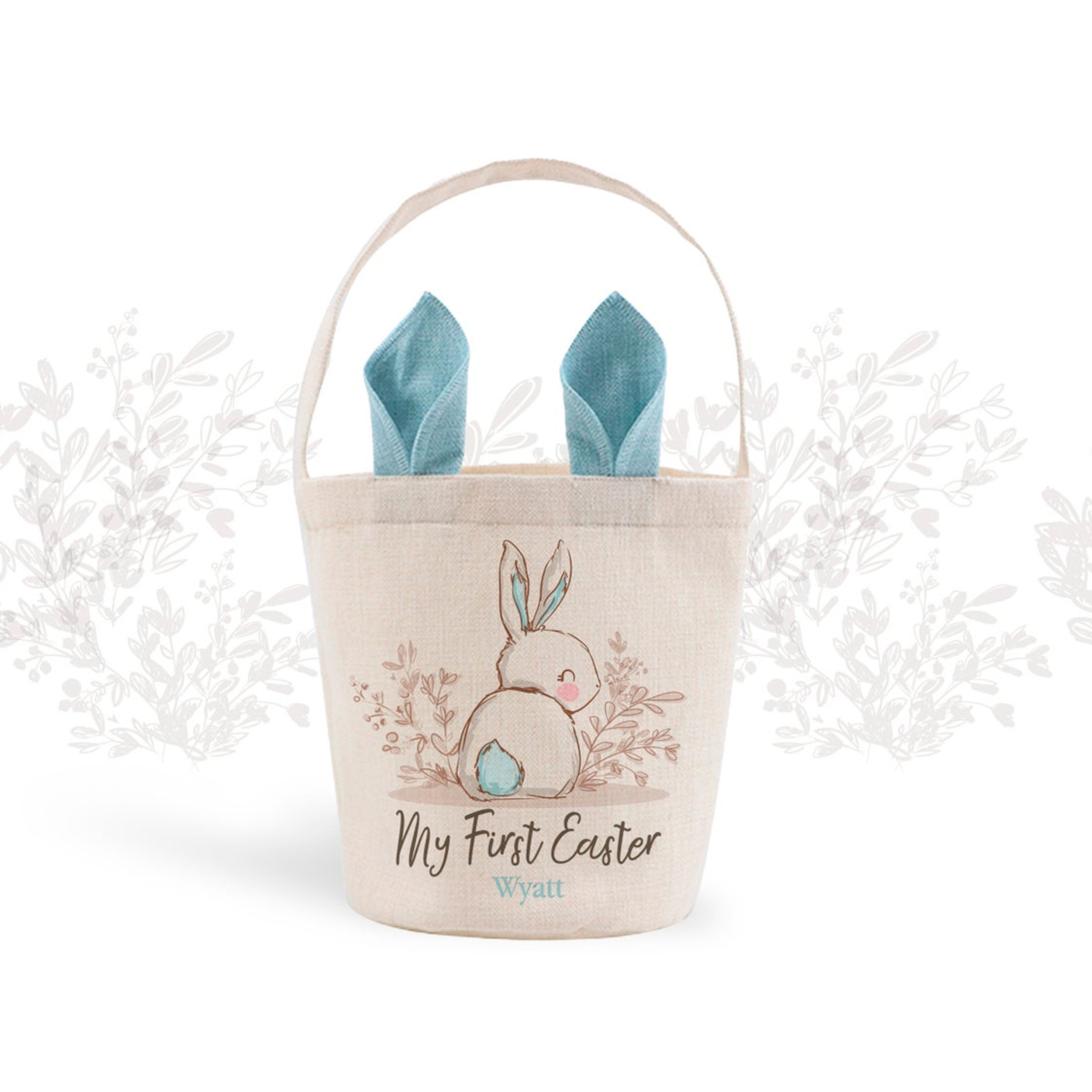 personalized easter bag, blue bunny ears boy easter basket