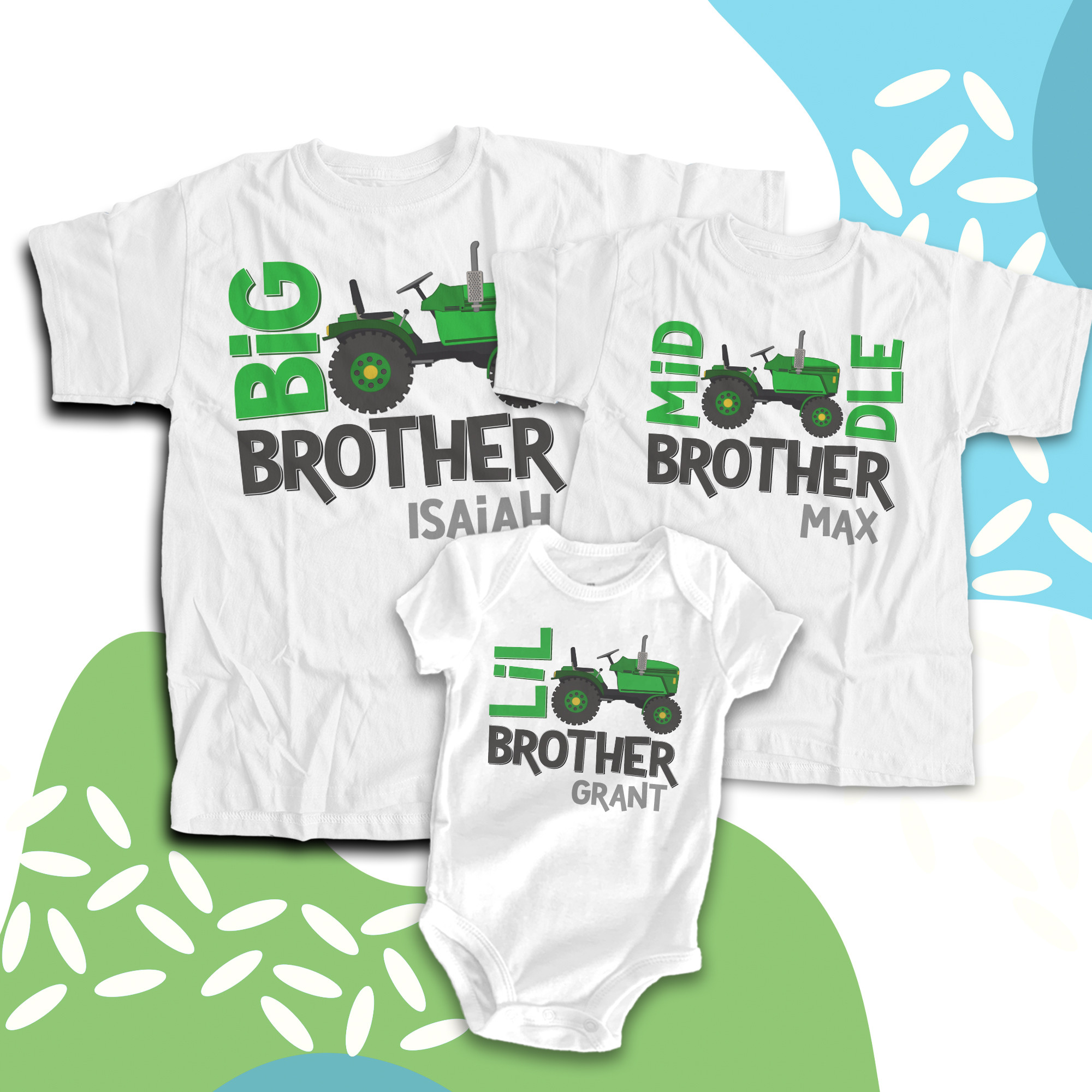 Custom Sibling Shirt Sets For Three - Sister Brother Shirts