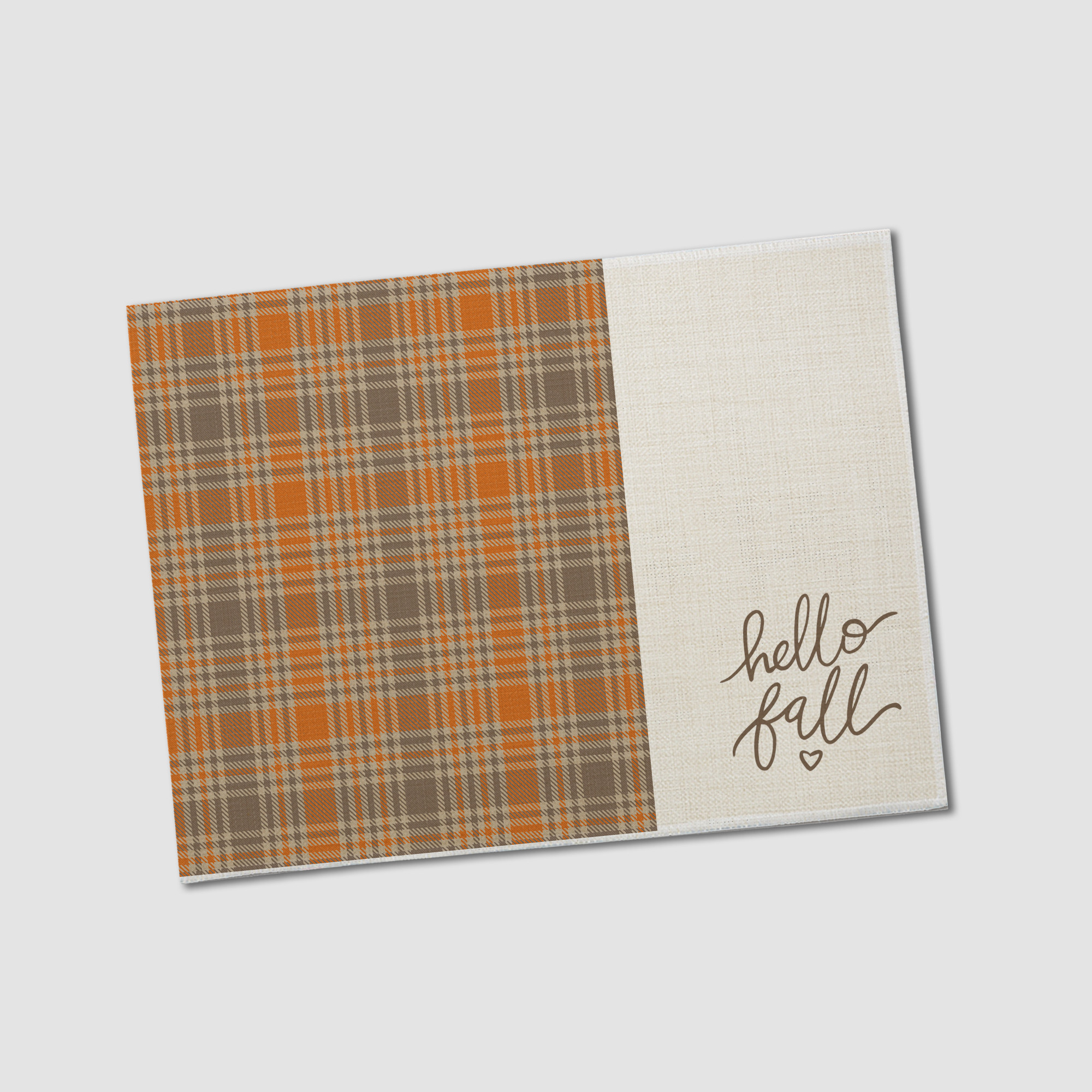 autumn placemat, table setting hello fall poly linen placemat